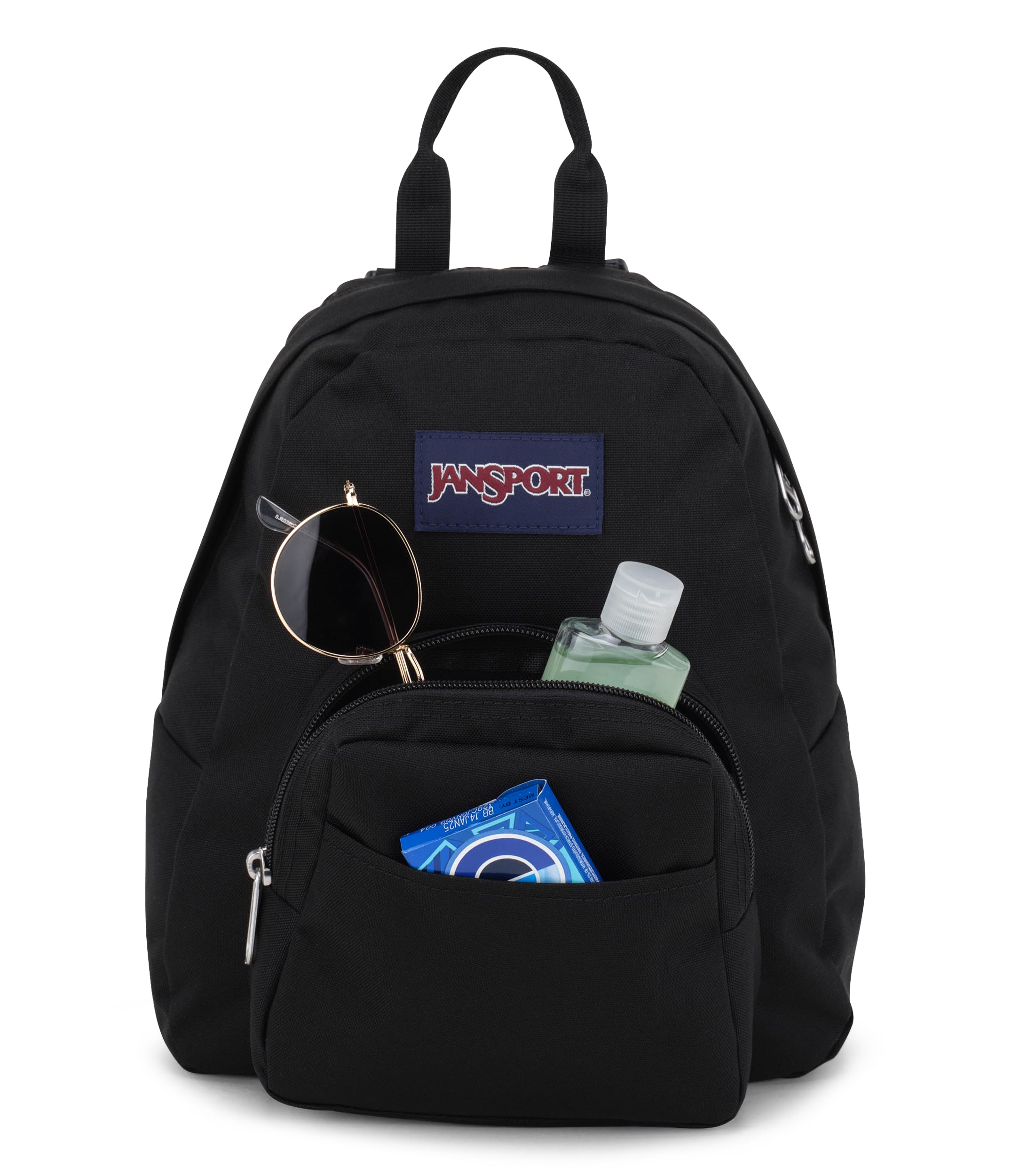 JanSport Half Pint Mini Backpack for Women, Men, Girls, Boys, Black, 10.2 L - Durable Mini Bag Purse with Adjustable Shoulder Straps, Single Main Compartment, Zippered Stash Pocket