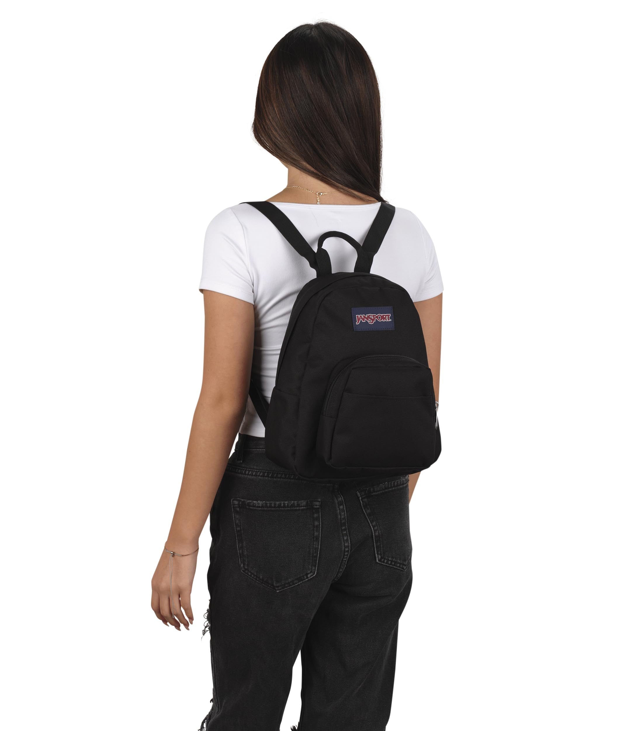 JanSport Half Pint Mini Backpack for Women, Men, Girls, Boys, Black, 10.2 L - Durable Mini Bag Purse with Adjustable Shoulder Straps, Single Main Compartment, Zippered Stash Pocket