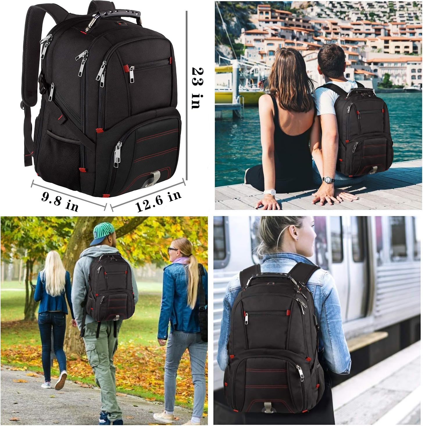 Travel Laptop Backpack,50L Extra Large Backpack for Men Women with USB Charging Port,TSA Friendly Durable Big Computer bag Tech Backpack RFID Heavy Duty Business College School Bookbag Fit 17''Laptops