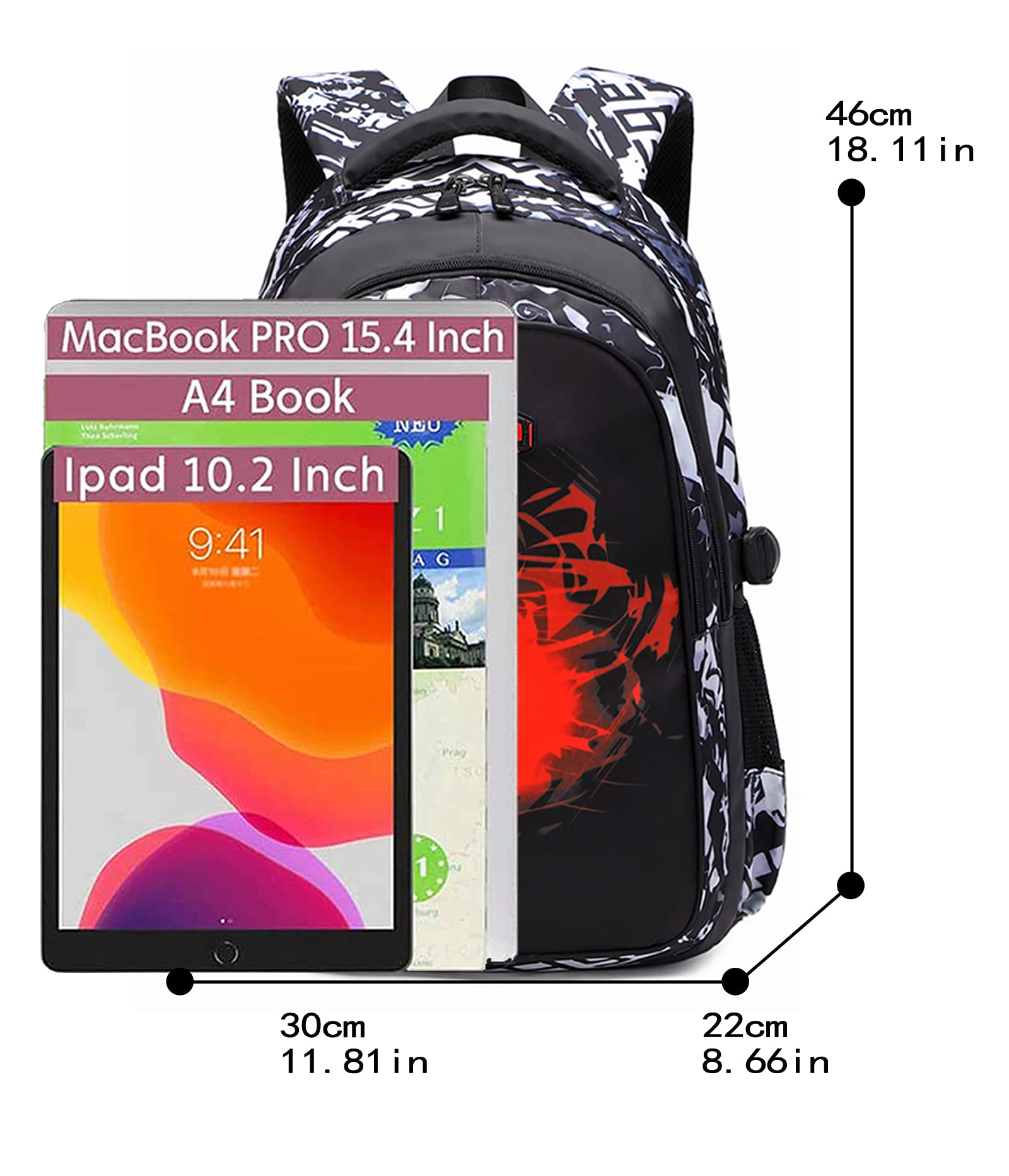 Asge Boys Backpack for Kids Camo Bookbag for Middle School Bags Travel Back Pack