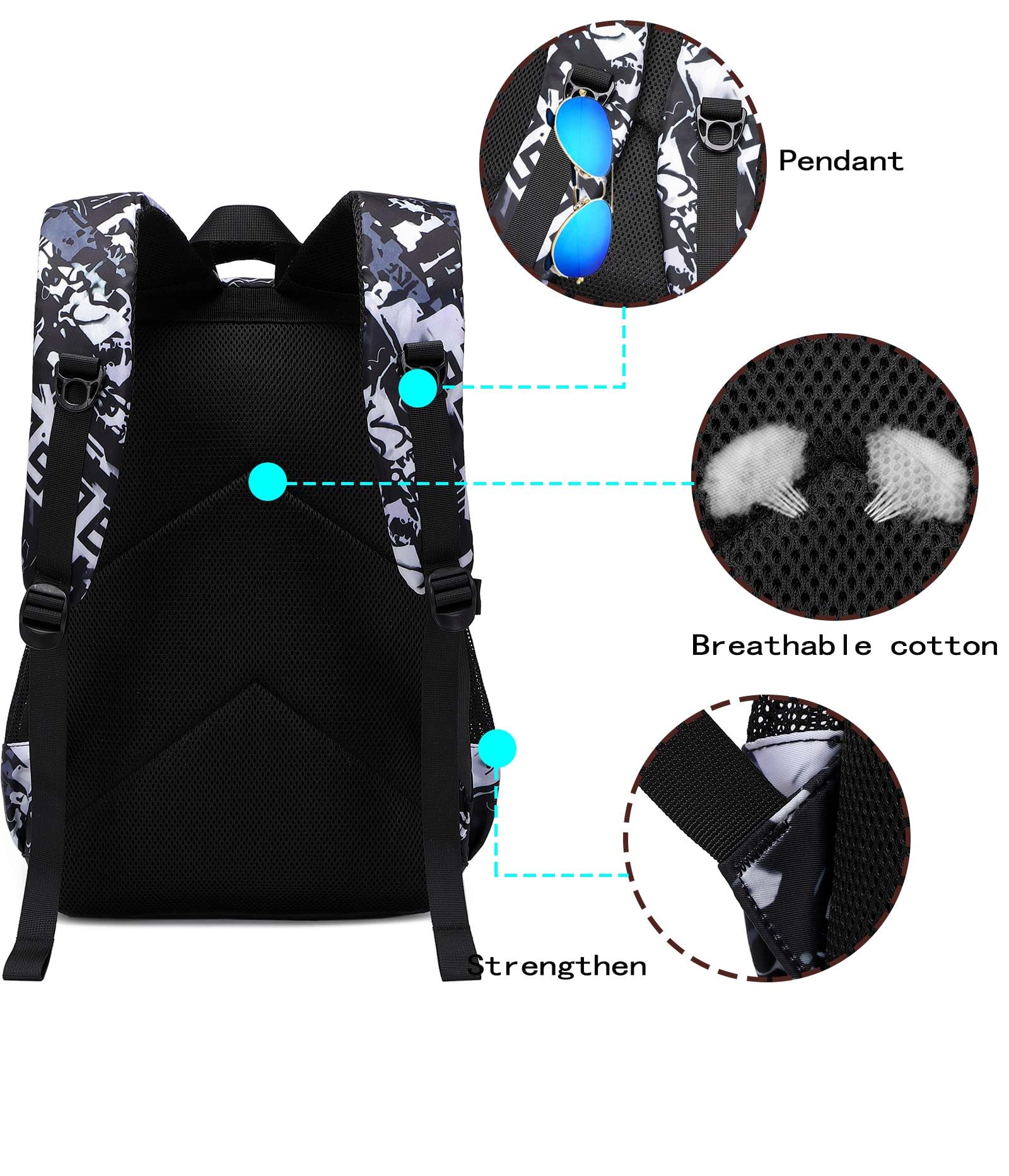 Asge Boys Backpack for Kids Camo Bookbag for Middle School Bags Travel Back Pack