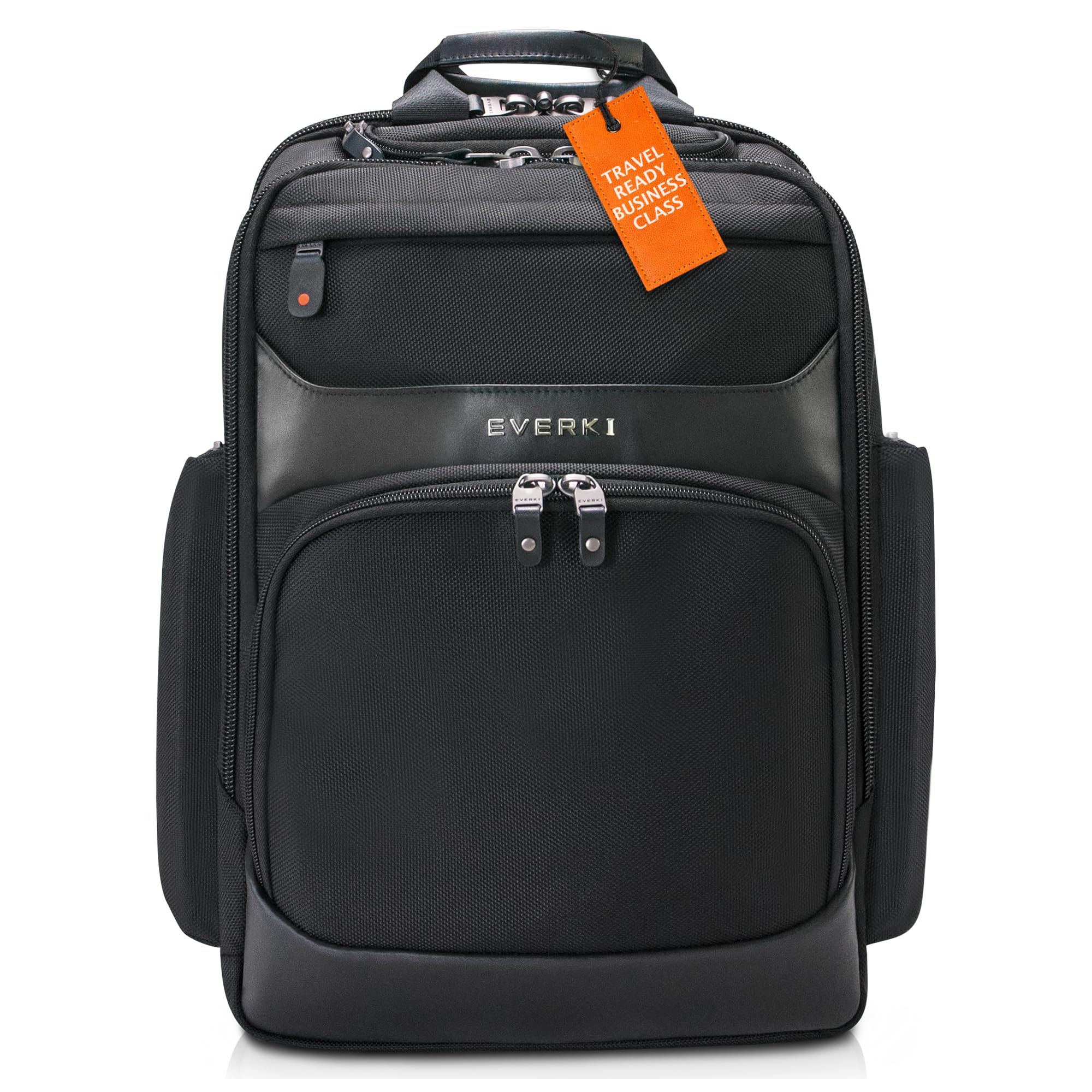 EVERKI Onyx Premium Business Executive 15.6-Inch Laptop Backpack, Ballistic Nylon and Leather, Travel Friendly (EKP132),Black