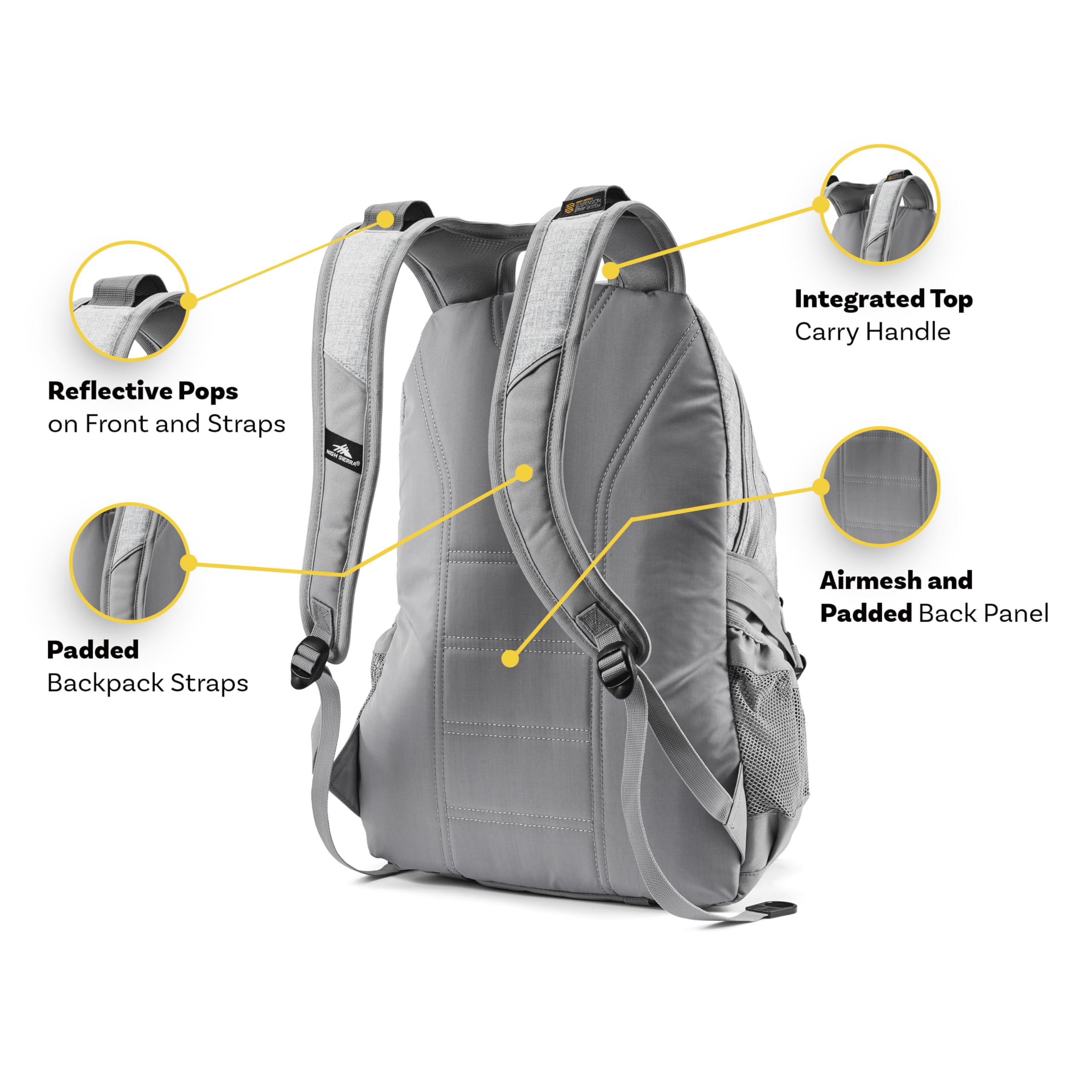 High Sierra Loop-Backpack, School, Travel, or Work Bookbag with tablet-sleeve, Black, One Size