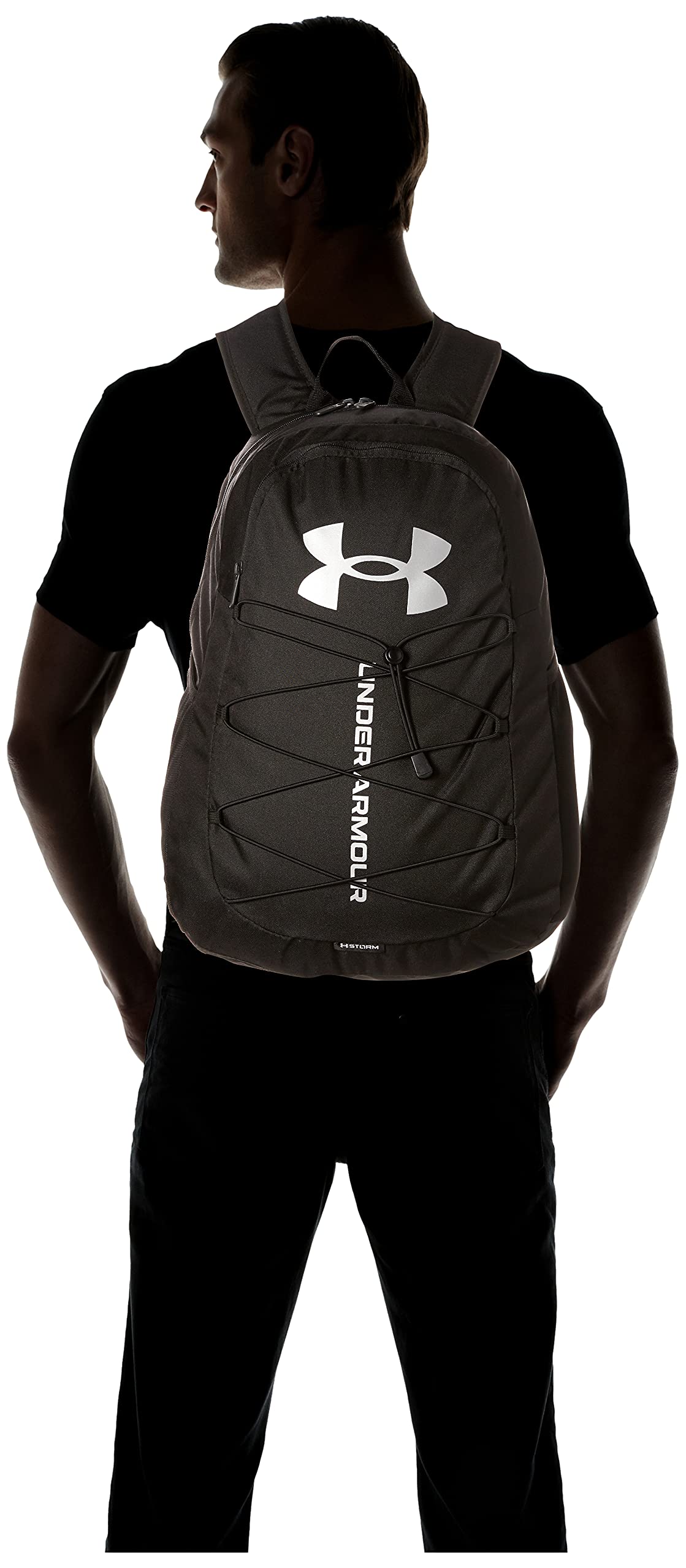 Under Armour Adult Hustle Sport Backpack , Black (001)/Silver , One Size Fits All