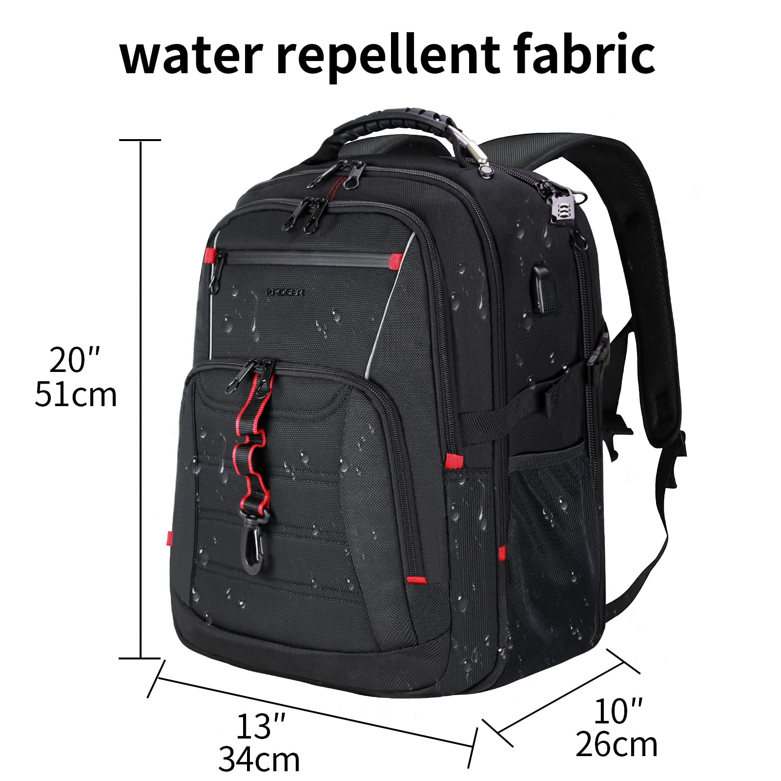 KROSER Travel Laptop Backpack 18.4 inch XXXL Computer Backpack Stylish College Backpack with RFID Pockets USB Charging Port REFLECTIVE STRIPS Water-Repellent Day pack for School/Business/Men