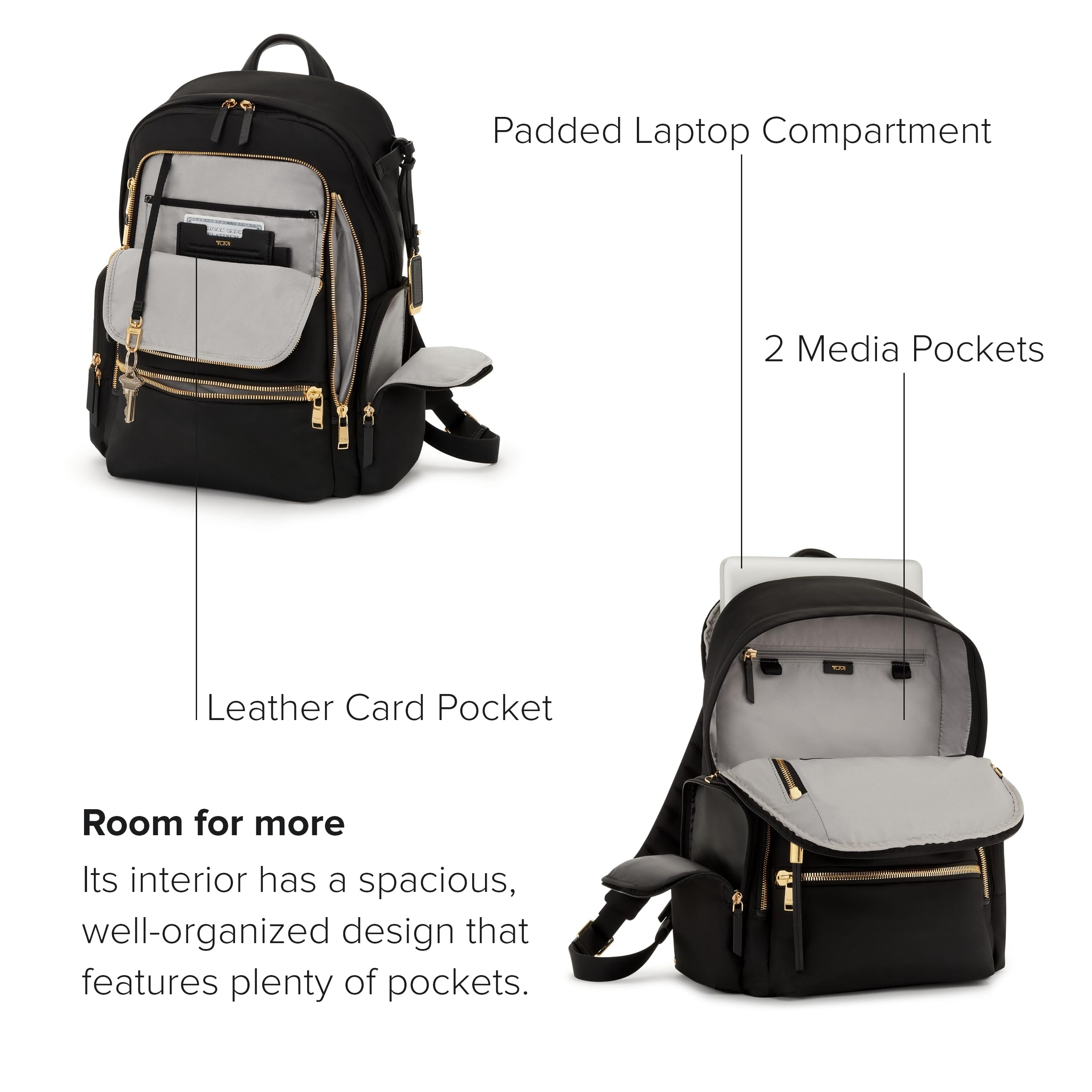 TUMI Voyageur Celina Backpack - Black/Gold