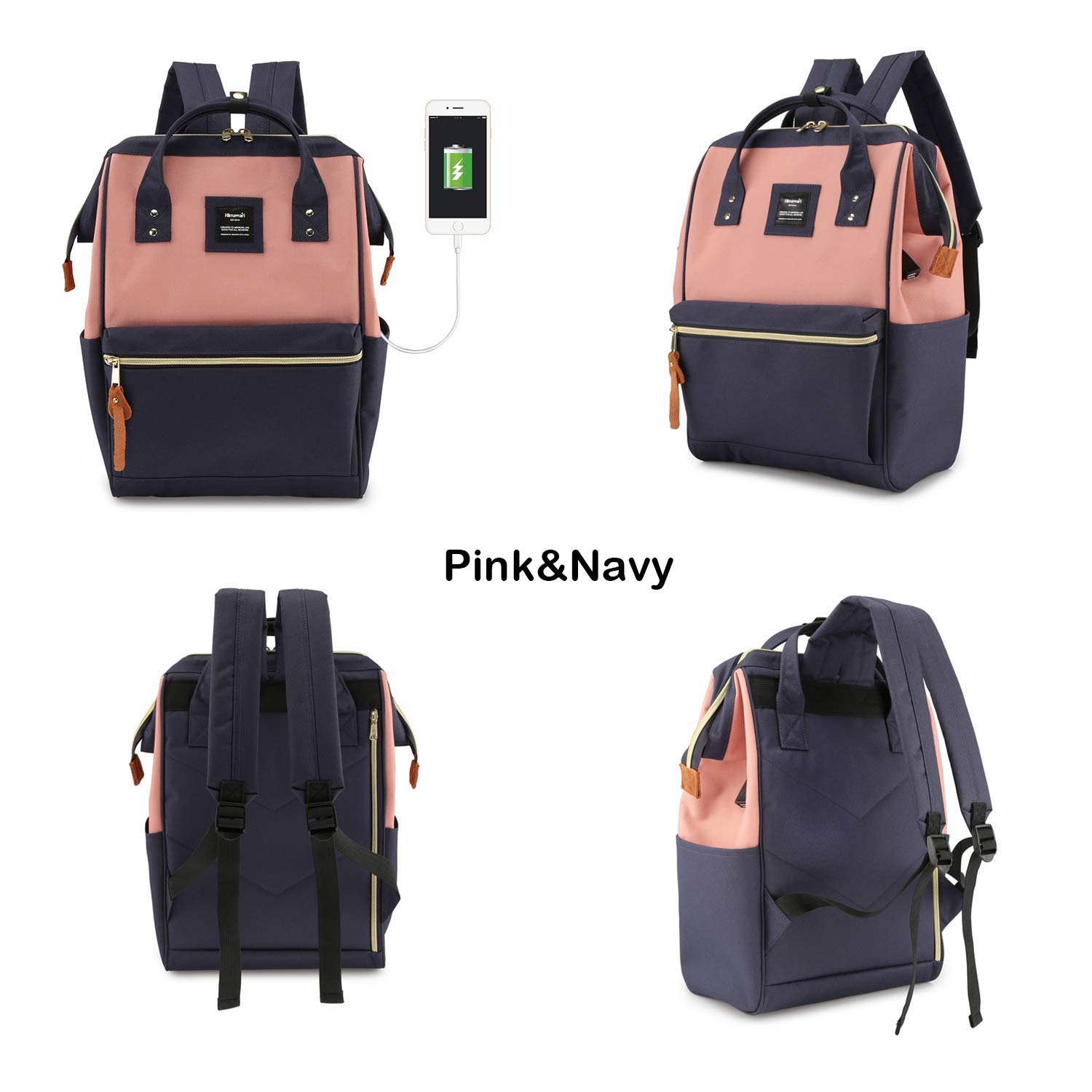 Himawari Laptop Backpack Travel Backpack With USB Charging Port Large Diaper Bag Doctor Bag School Backpack for Women&Men (XK-05#-USB L）
