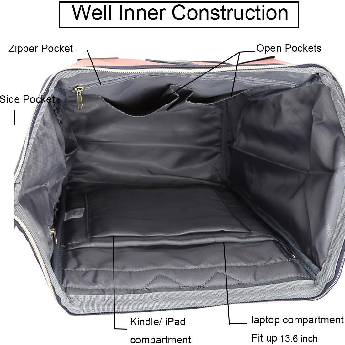 Himawari Laptop Backpack Travel Backpack With USB Charging Port Large Diaper Bag Doctor Bag School Backpack for Women&Men (XK-05#-USB L）
