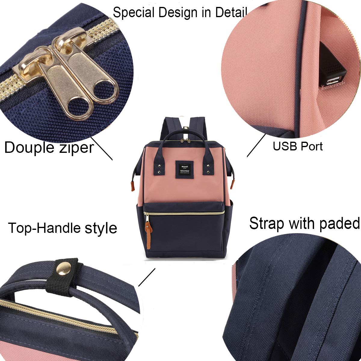 Himawari Laptop Backpack Travel Backpack With USB Charging Port Large Diaper Bag Doctor Bag School Backpack for Women&Men (XK-05#-USB L）