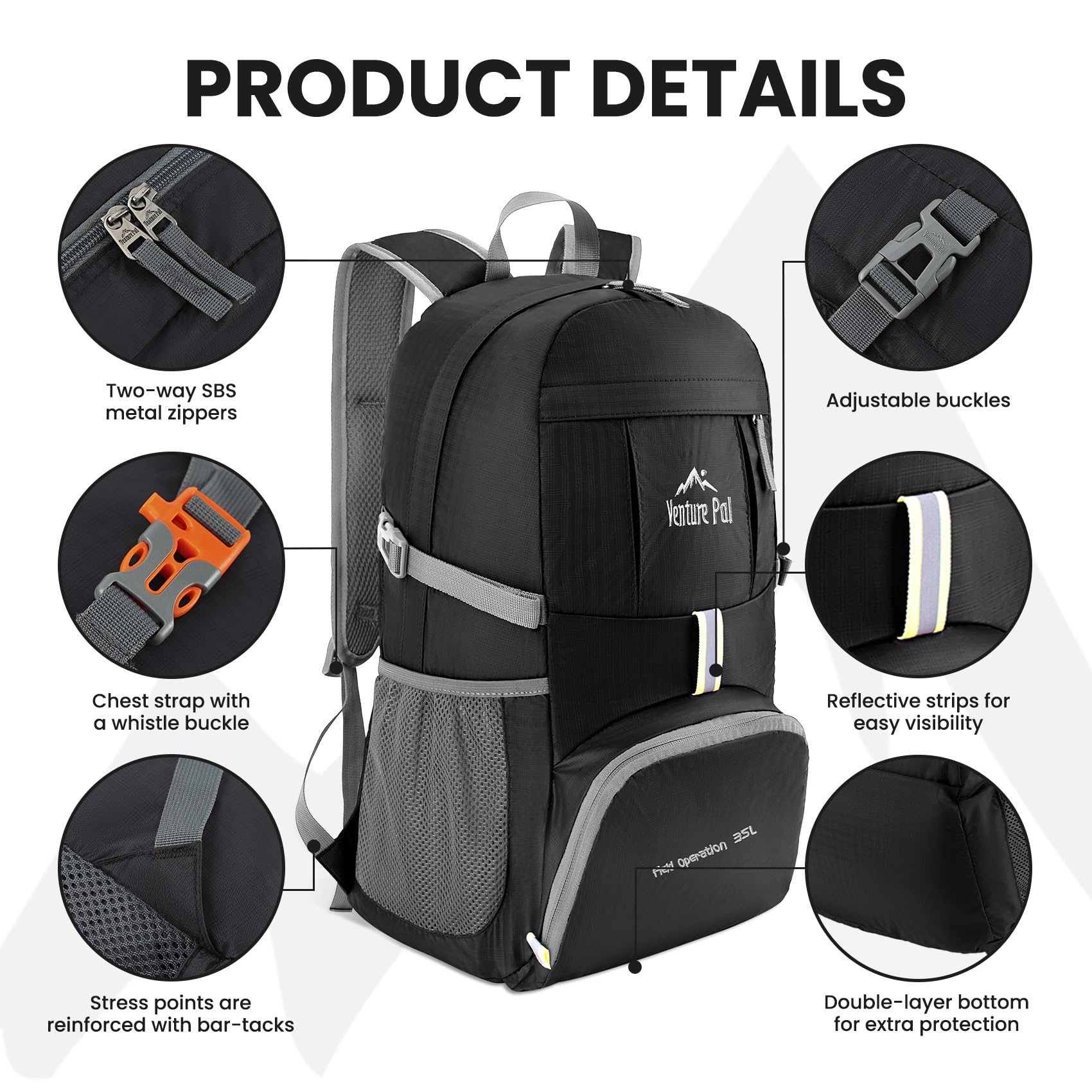 Venture Pal 35L Ultralight Lightweight Packable Foldable Travel Camping Hiking Outdoor Sports Backpack Daypack