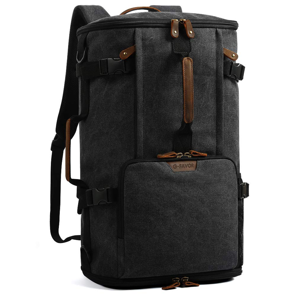 G-FAVOR 40L Travel Backpack, Vintage Canvas Rucksack Convertible Duffel Bag Carry On Backpack Fit for 17.3 Inch Laptop Bag