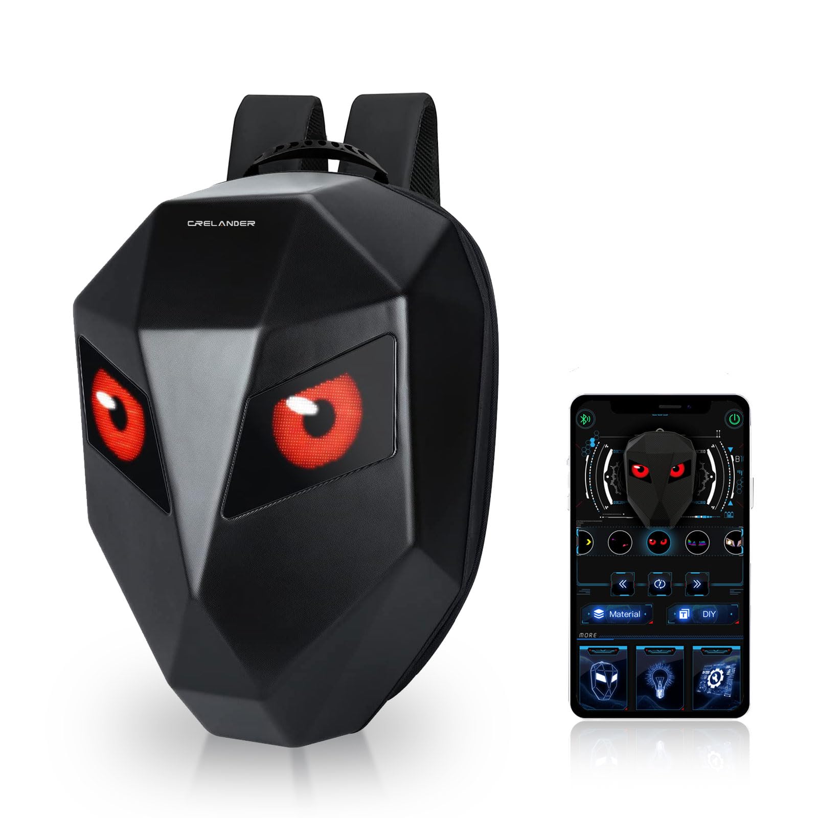 Crelander LED Knight Backpack, Laptop Bag Motorcycle Riding Backpack Hard Shell Travel Bag LED Motorbike Luggage Bags Waterproof Backpack DIY Daypack for Travelling Camping Cycling Storage Bag