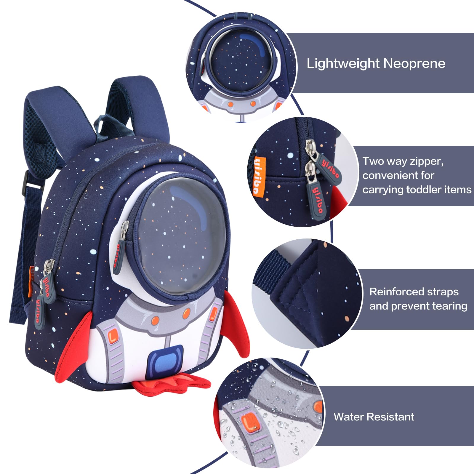 yisibo Rocket Toddler Backpack with Harness Leash Snack Nursery Bags for Kids Baby Boy Girl 1-3 Years Old