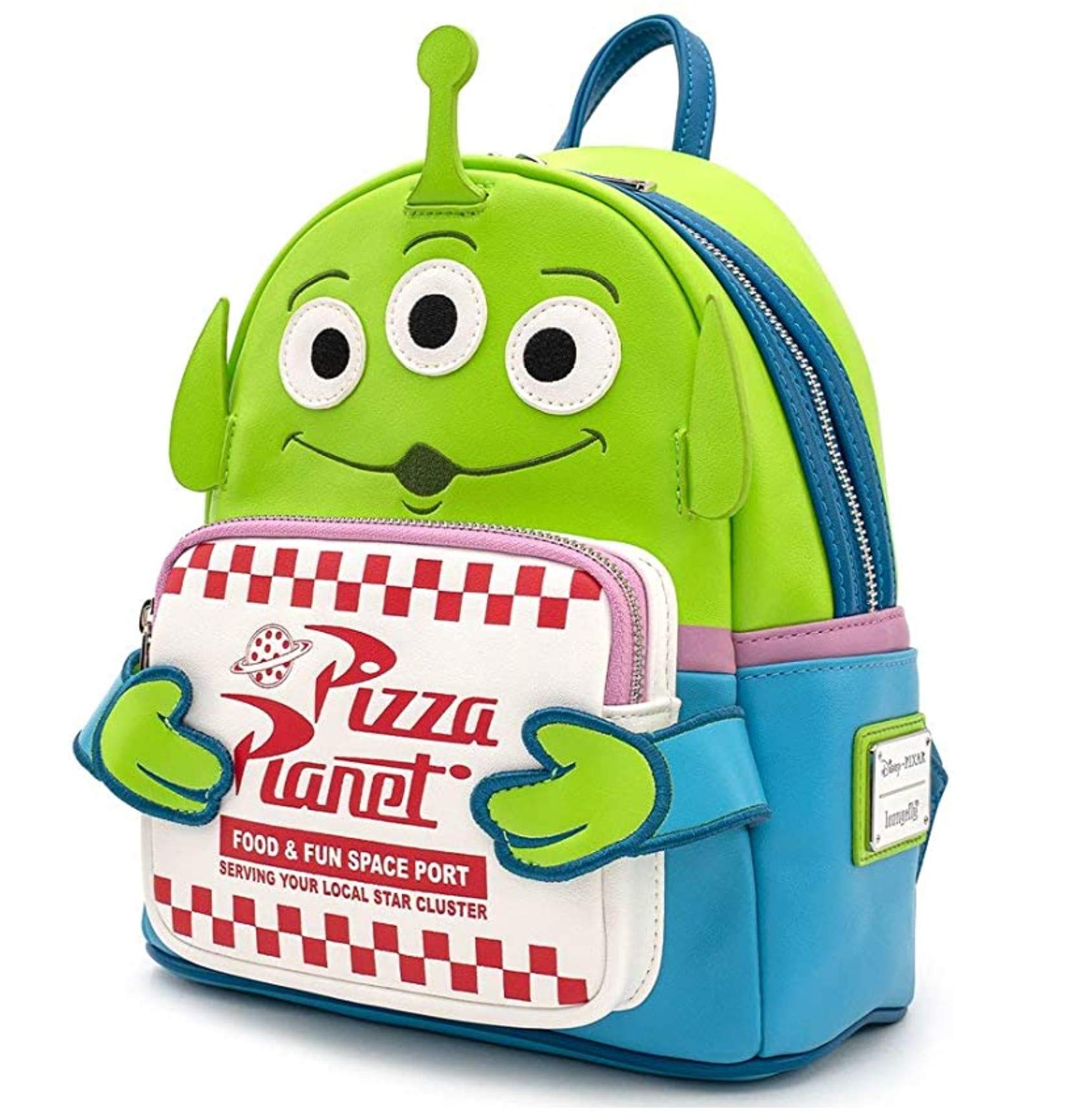 Loungefly Disney Toy Story Alien Pizza Planet Box Faux Leather Mini Backpack