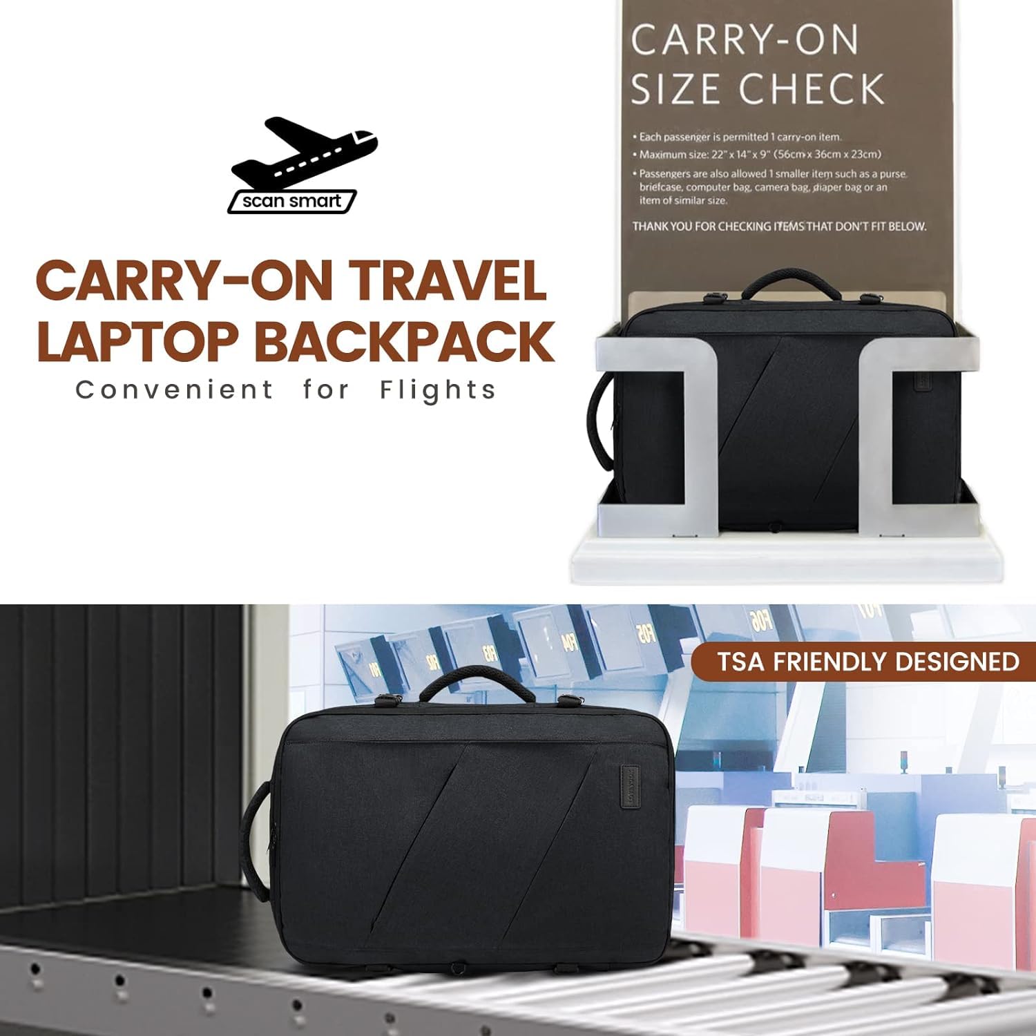 LOVEVOOK Carry on Backpack, Expandable 30-40L Travel Backpack Airline Approved, Waterproof Anti-Theft Backpack for Travel,17 Inch Laptop Backpack with USB Port for Men & Women, Black
