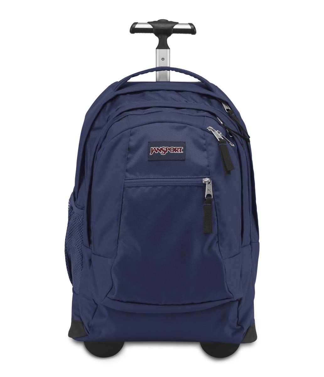 JanSport Driver 8 Rolling Backpack and Computer Bag for College Students, Teens, Navy - Durable Laptop Backpack with Wheels, Tuckaway Straps, 15-inch Laptop Sleeve - Premium Bookbag Rucksack