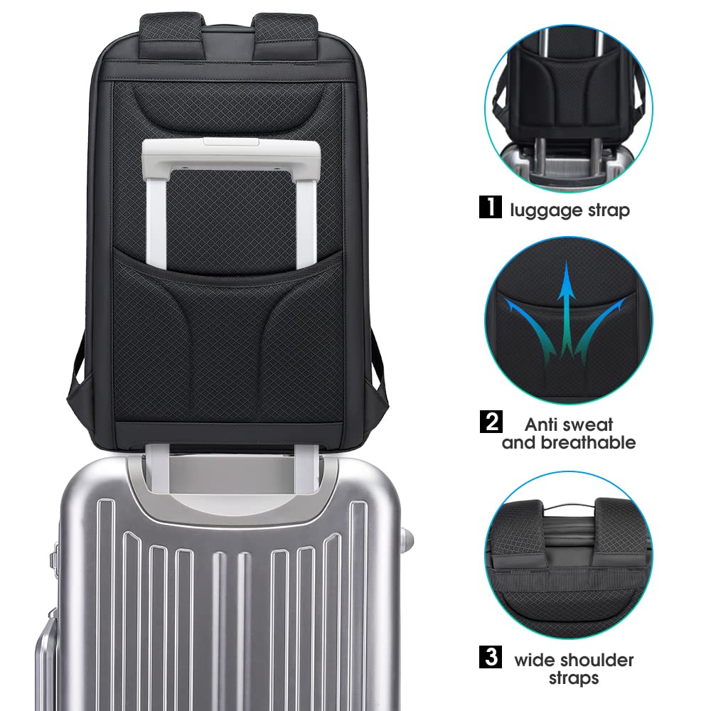 BANGE Anti Theft Business Laptop Backpack Fits 15.6 Inch Notebook,Smart Work Backpack with USB Charging Port for School Office College Airplane