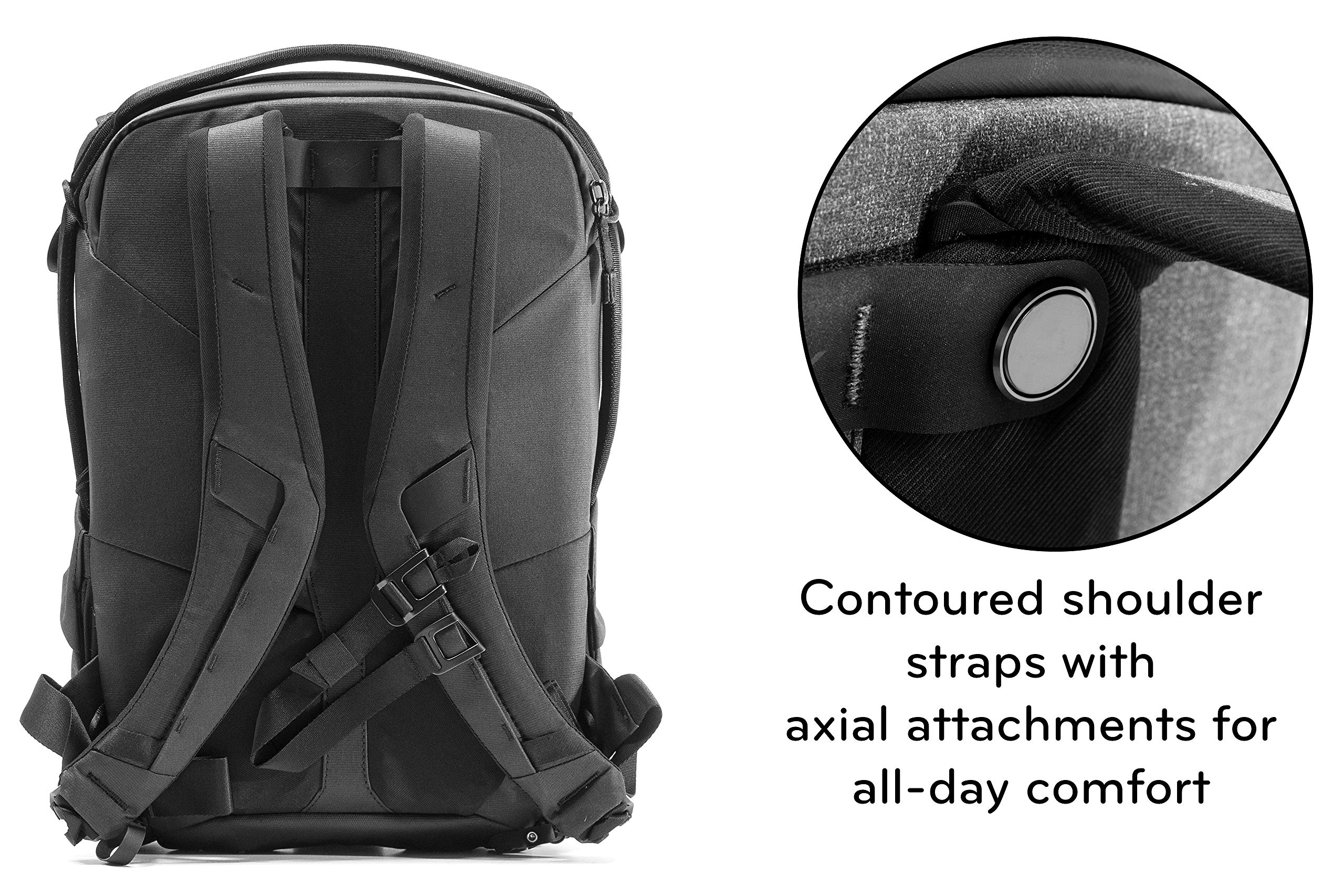 Peak Design Everyday Backpack V2 20L Black, Camera Bag, Laptop Backpack with Tablet Sleeves (BEDB-20-BK-2)