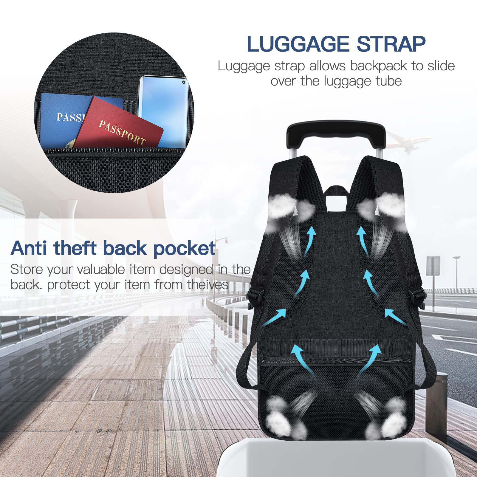 LCKPENG Backpack, Laptop Backpack, Travel Laptop Backpack, Backpack for Women Men, Extra Large TSA Approved Business College School 17.3 Inch Laptop Carry on Backpack with USB Charging Port , Grey