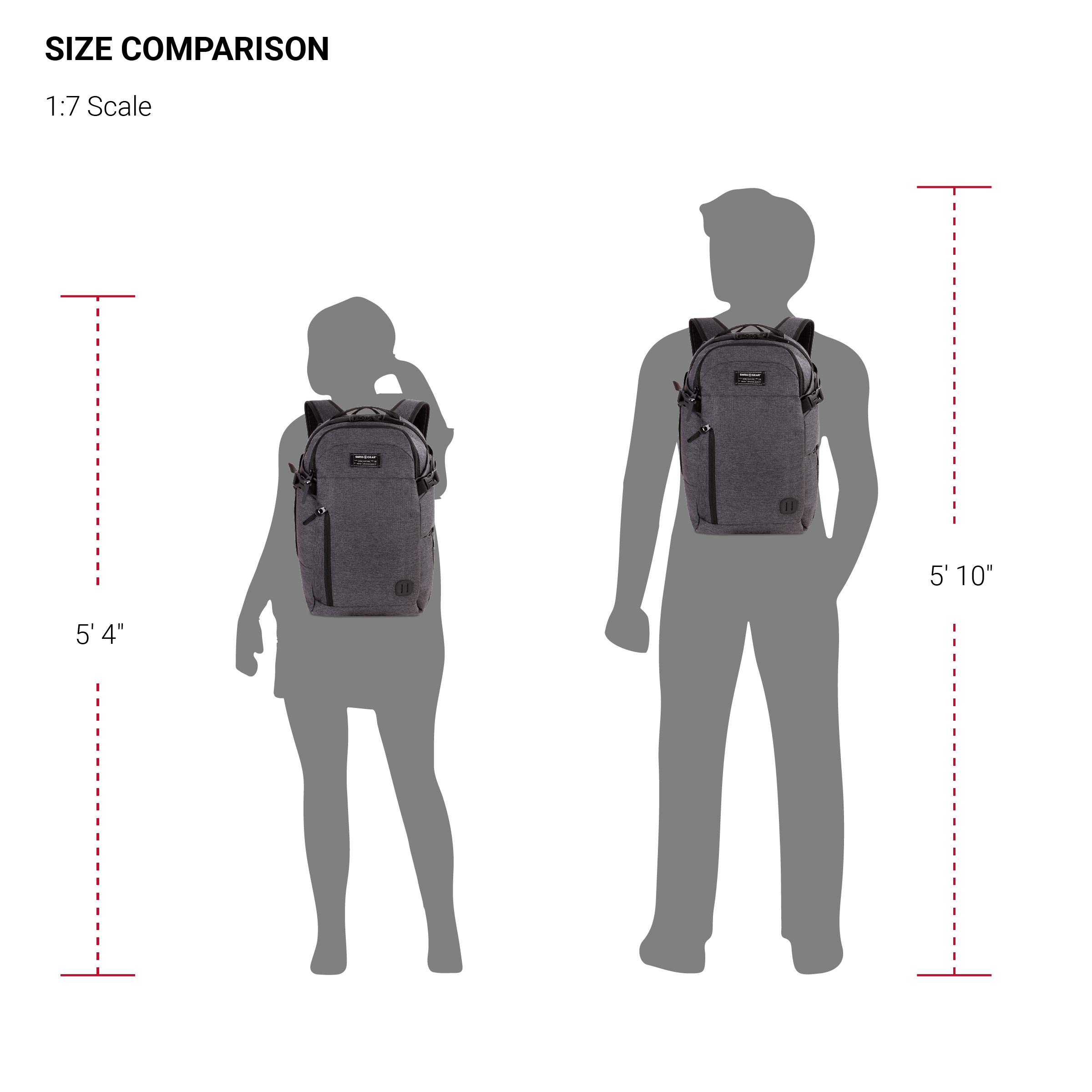 SwissGear Hybrid 16 inch Laptop Backpack for Travel, Work, School, Men's and Women's, Heather Grey