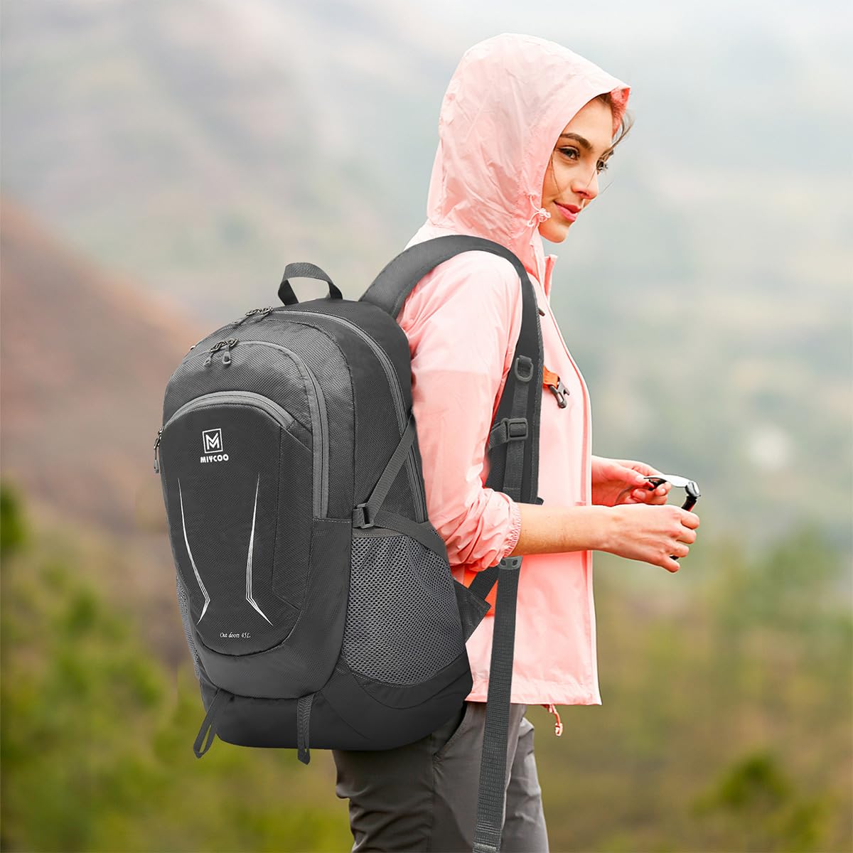 MIYCOO Lightweight Backpack for Men Women - Packable Hiking Travel Backpack - Foldable Outdoor Camping Waterproof Daypack Grey