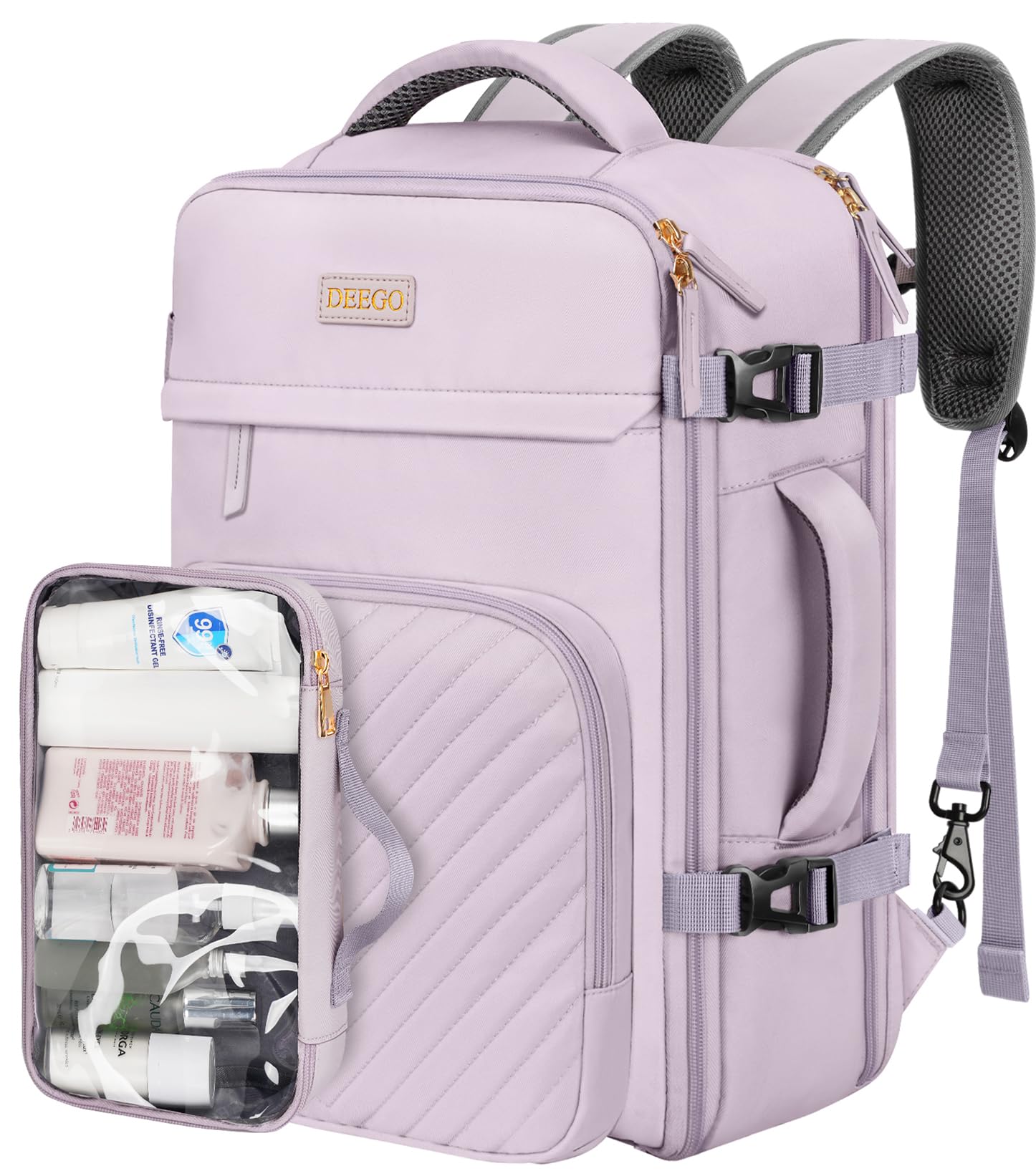 Travel Backpack for Women, Airline Approved Carry on Luggage Backpack with a Toiletry bag, Travel Essentials, College Backpack Fits 15.6 Inch Laptop with a Anti-theft Pocket, Gifts for Women, Purple
