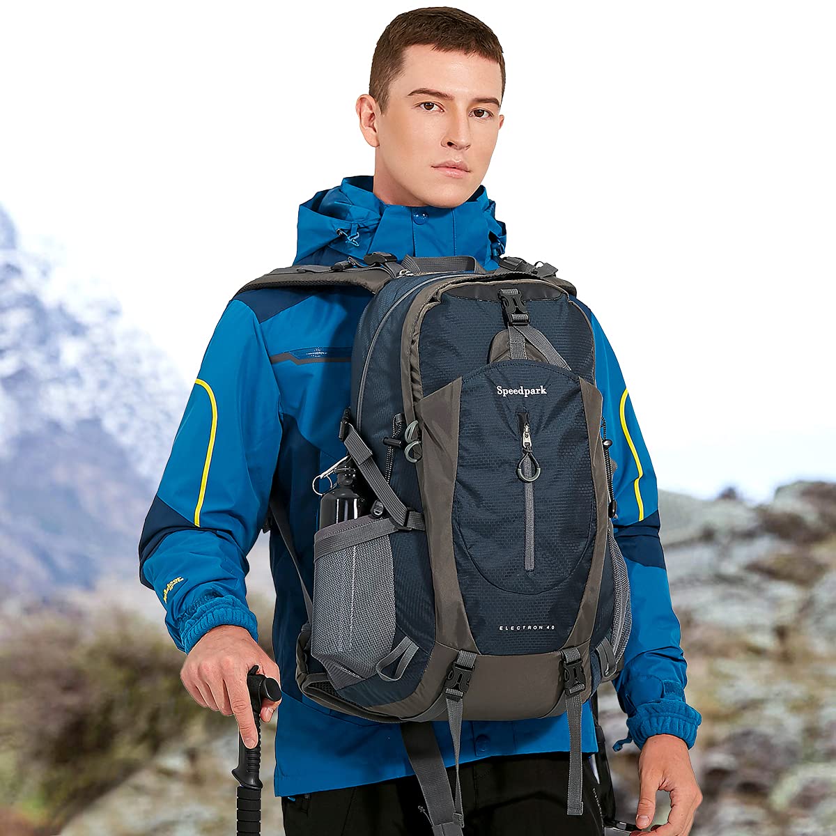 SPEEDPARK Hiking Backpack 40L Waterproof Lightweight Hiking Daypack with Rain Cover, Outdoor Trekking Travel Backpacks for Men Women