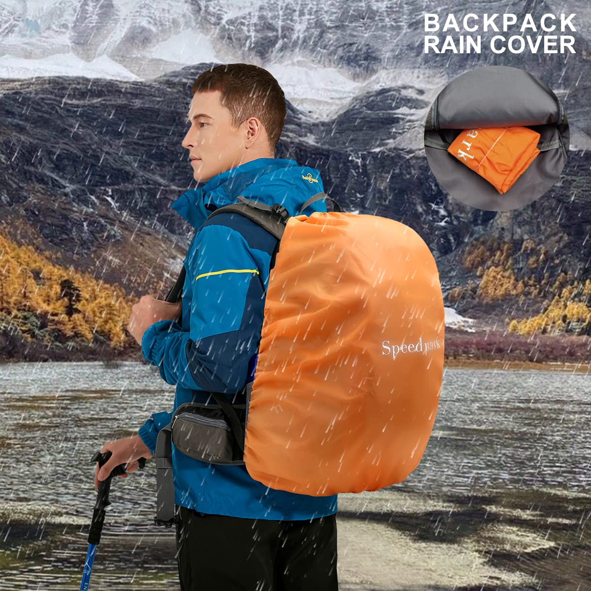 SPEEDPARK Hiking Backpack 40L Waterproof Lightweight Hiking Daypack with Rain Cover, Outdoor Trekking Travel Backpacks for Men Women