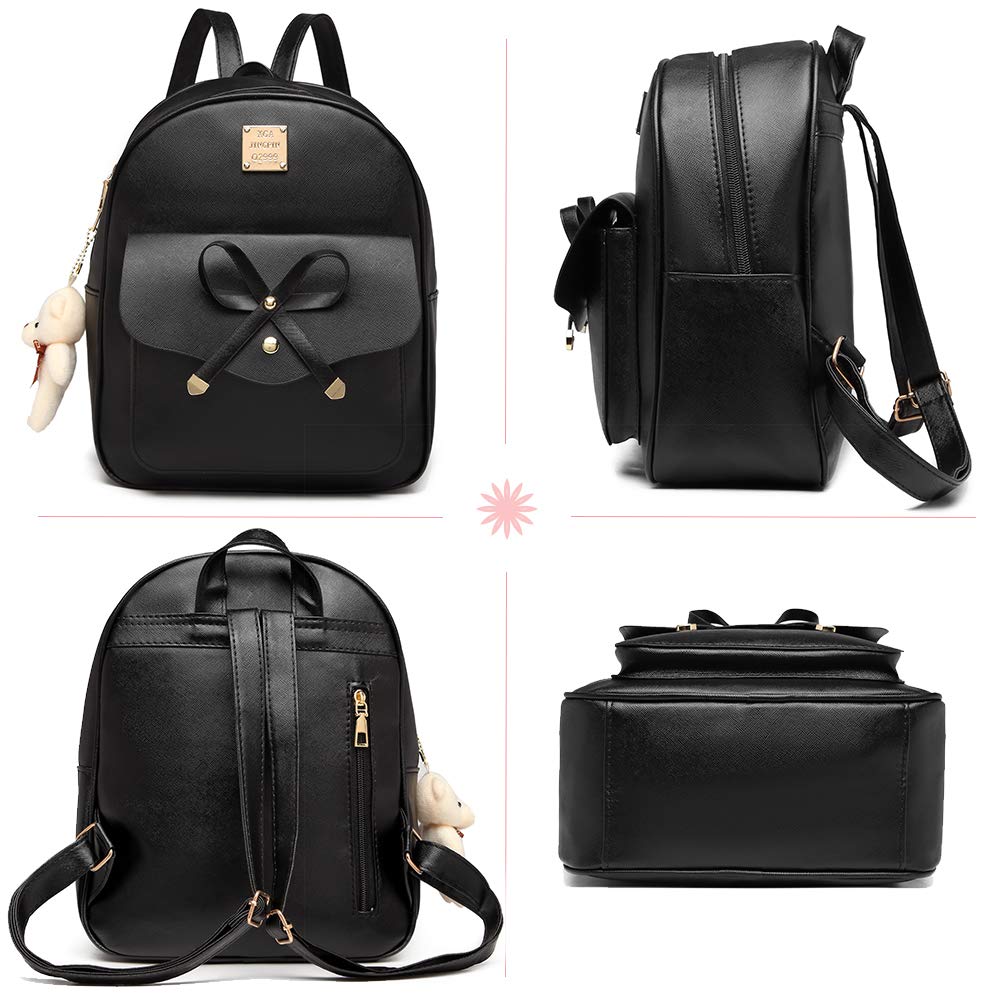 MACCINELO Cute PU leather 3pcs set backpack mini purse shoulder bag for women teen girls
