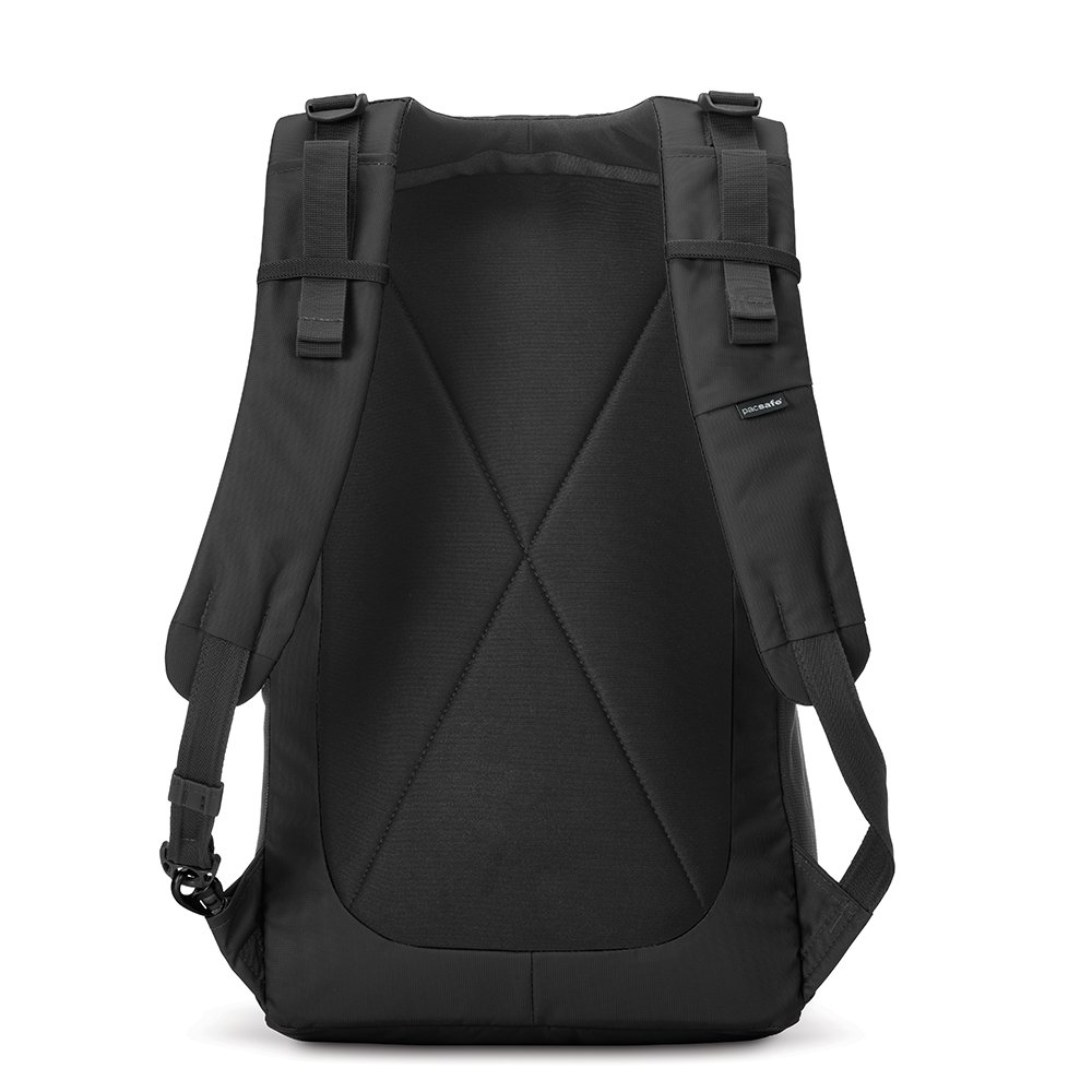 Pacsafe Metrosafe LS450 25 Liter Anti Theft Laptop Backpack - with Padded 15" Laptop Sleeve, Adjustable Shoulder Straps, Patented Security Technology (Black)
