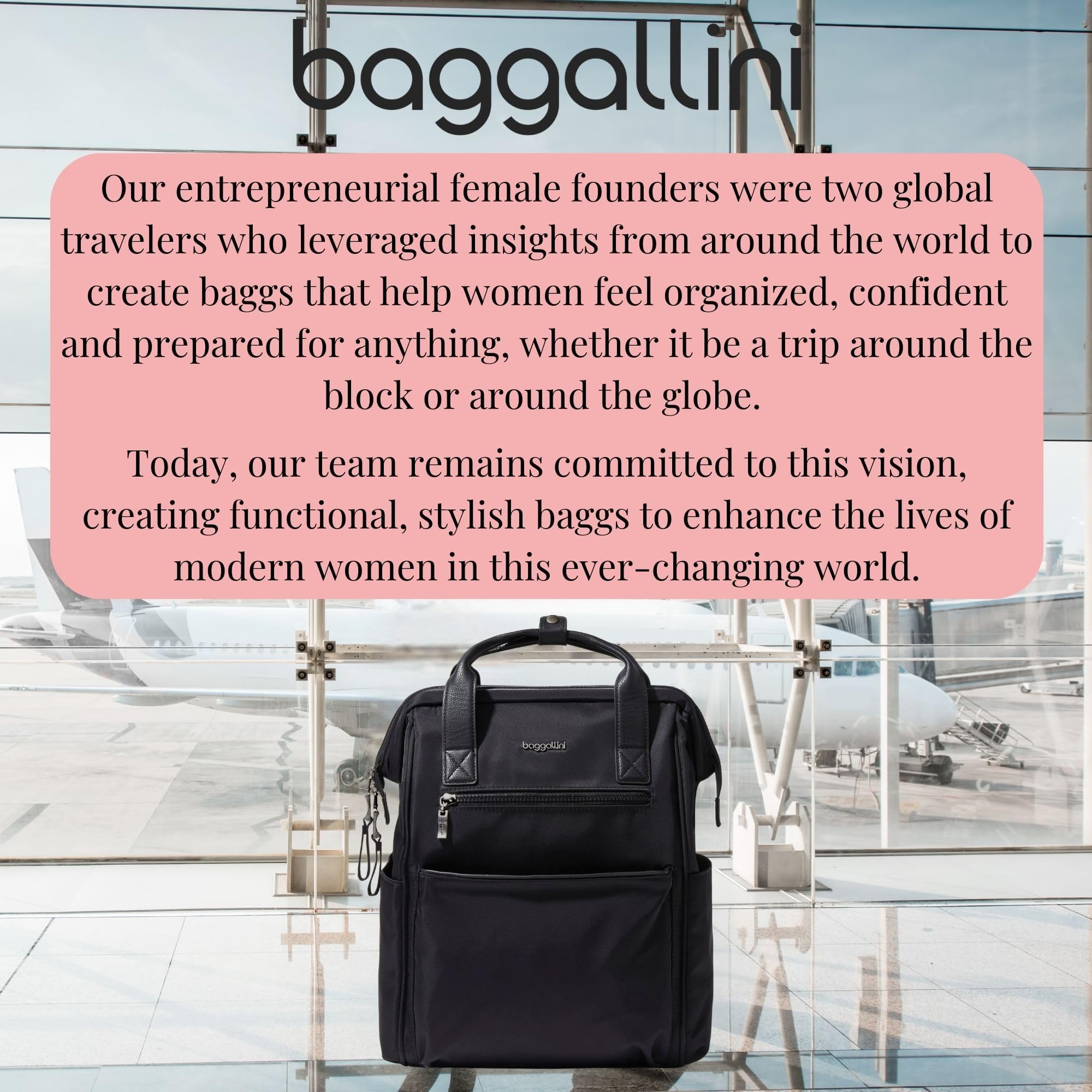 Baggallini womens Soho Backpack, Black, One Size US