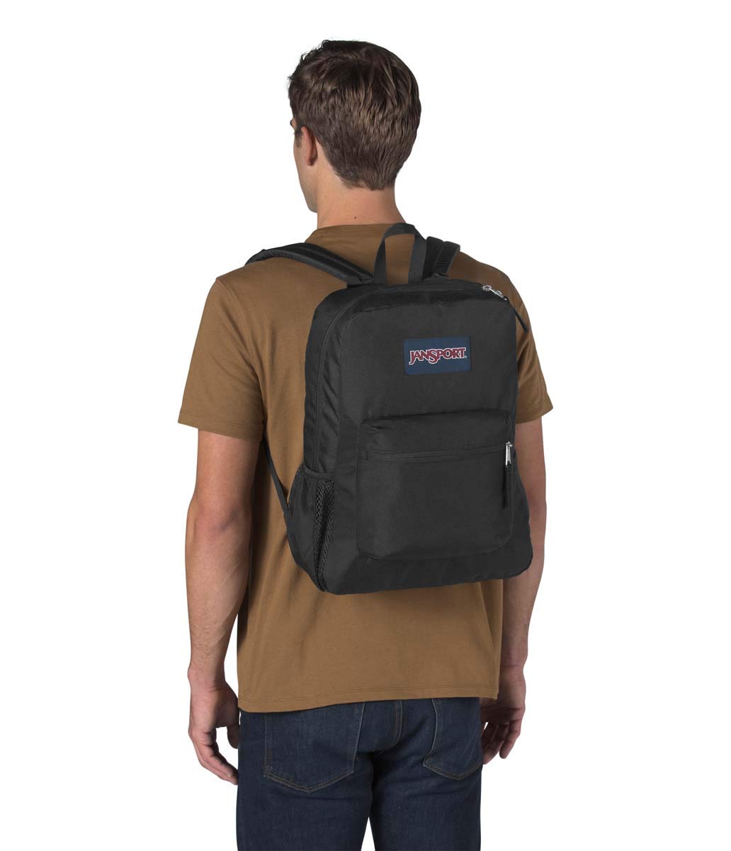 JanSport Cross Town School Backpack, Black, 17" x 12.5" x 6" - Simple Bookbag for Girls, Boys, Adults with 1 Main Compartment, Front Utility Pocket - Premium School Accessories