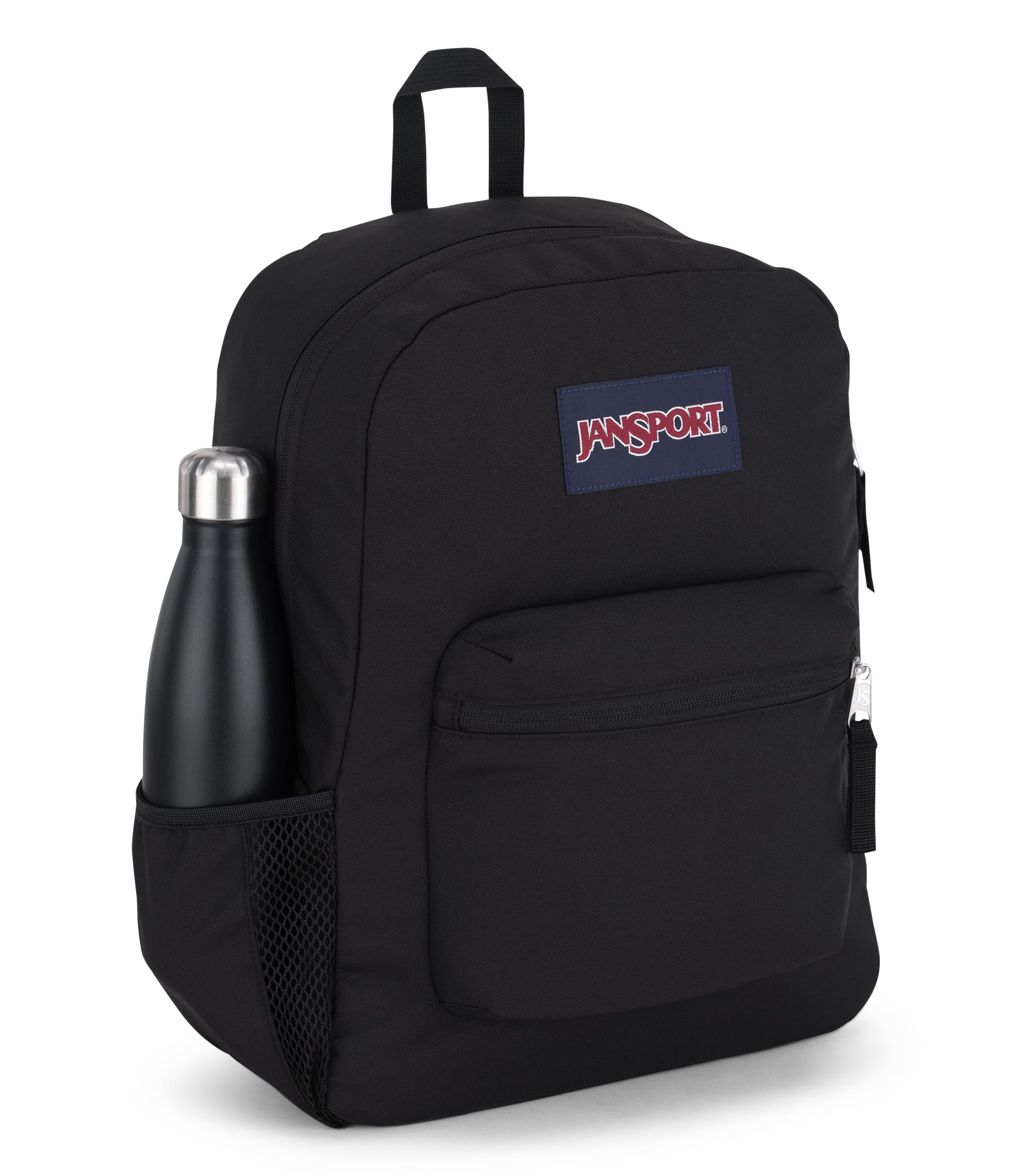 JanSport Cross Town School Backpack, Black, 17" x 12.5" x 6" - Simple Bookbag for Girls, Boys, Adults with 1 Main Compartment, Front Utility Pocket - Premium School Accessories