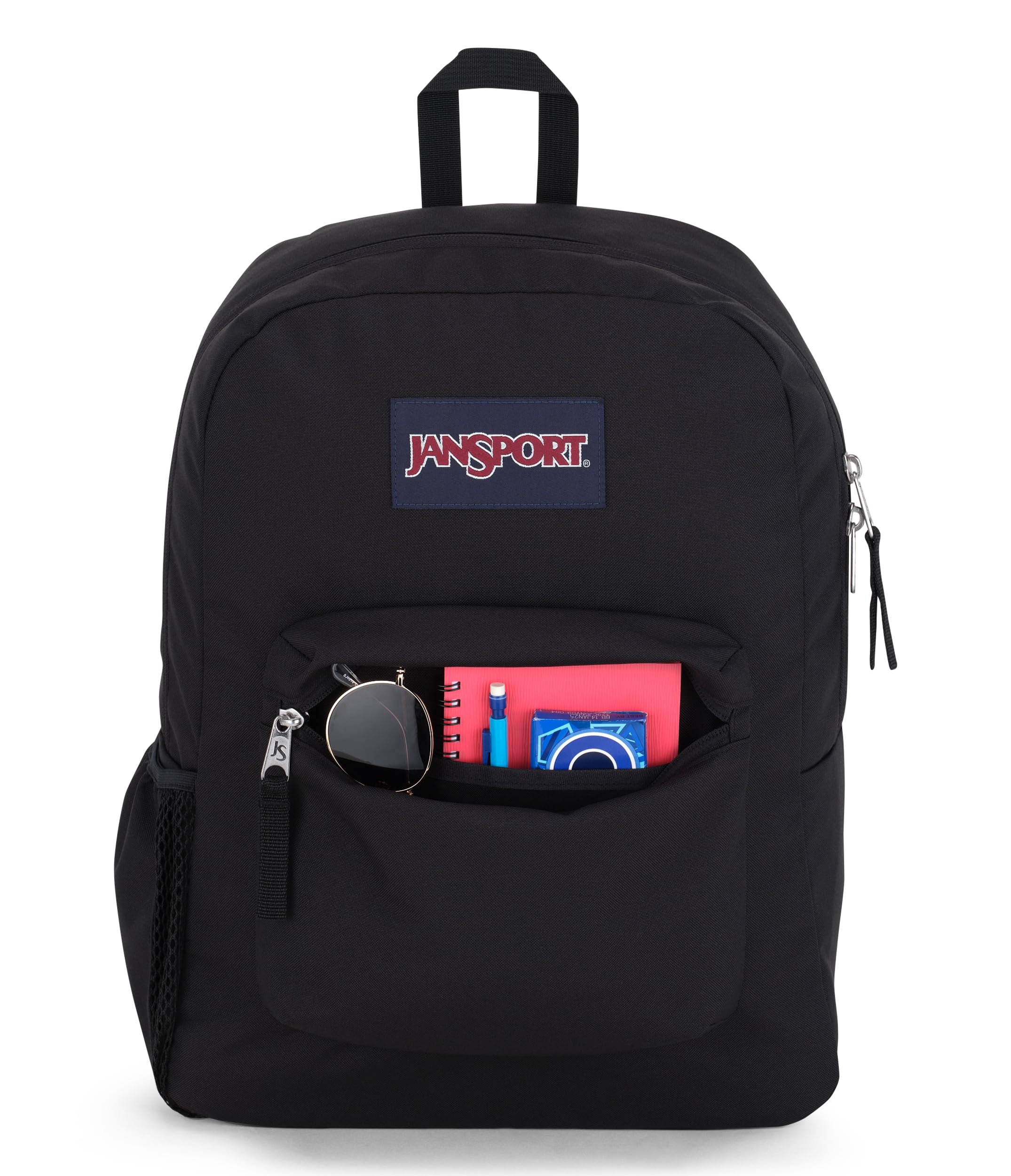 JanSport Cross Town School Backpack, Black, 17" x 12.5" x 6" - Simple Bookbag for Girls, Boys, Adults with 1 Main Compartment, Front Utility Pocket - Premium School Accessories