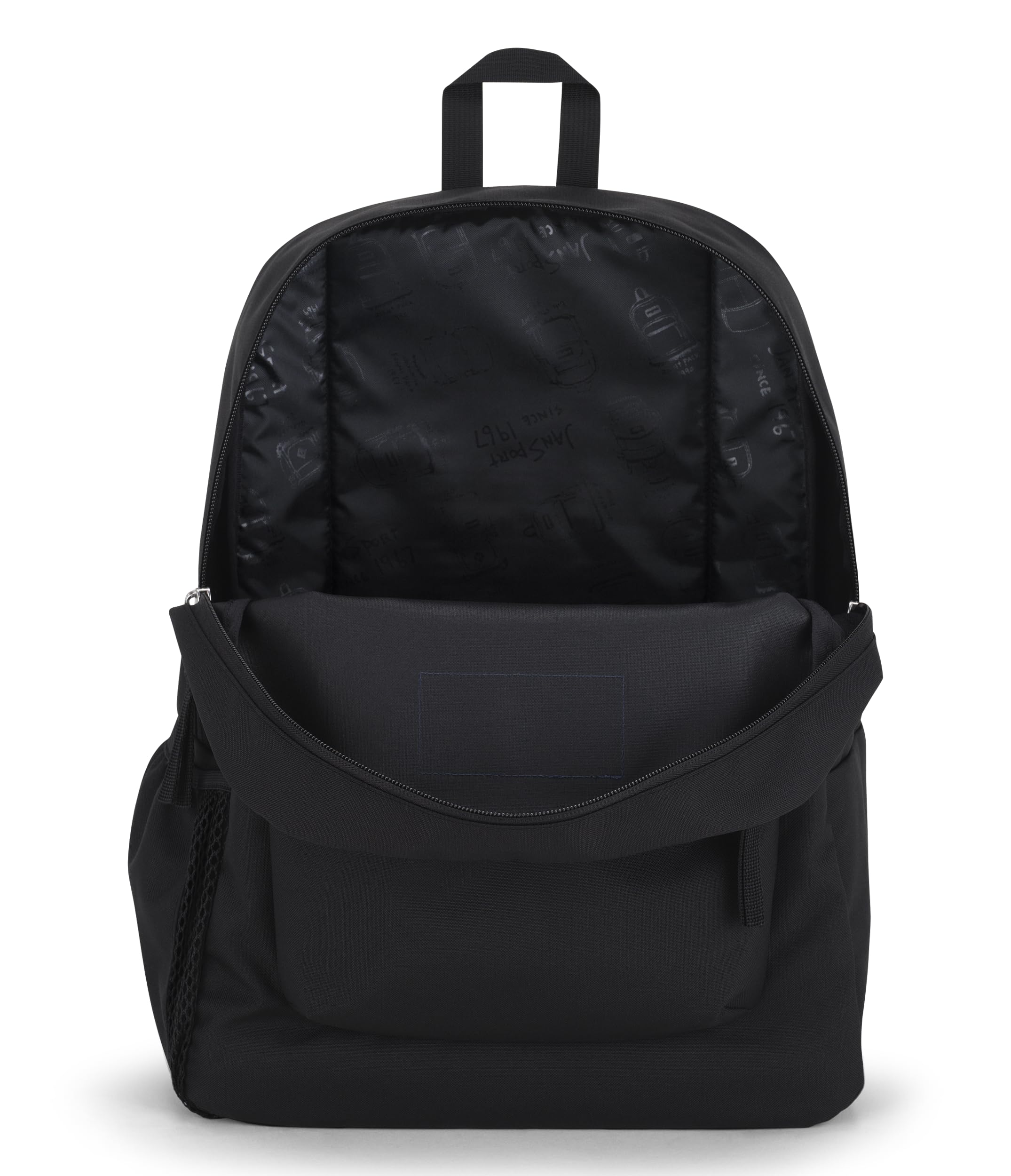 JanSport Cross Town School Backpack, Black, 17" x 12.5" x 6" - Simple Bookbag for Girls, Boys, Adults with 1 Main Compartment, Front Utility Pocket - Premium School Accessories