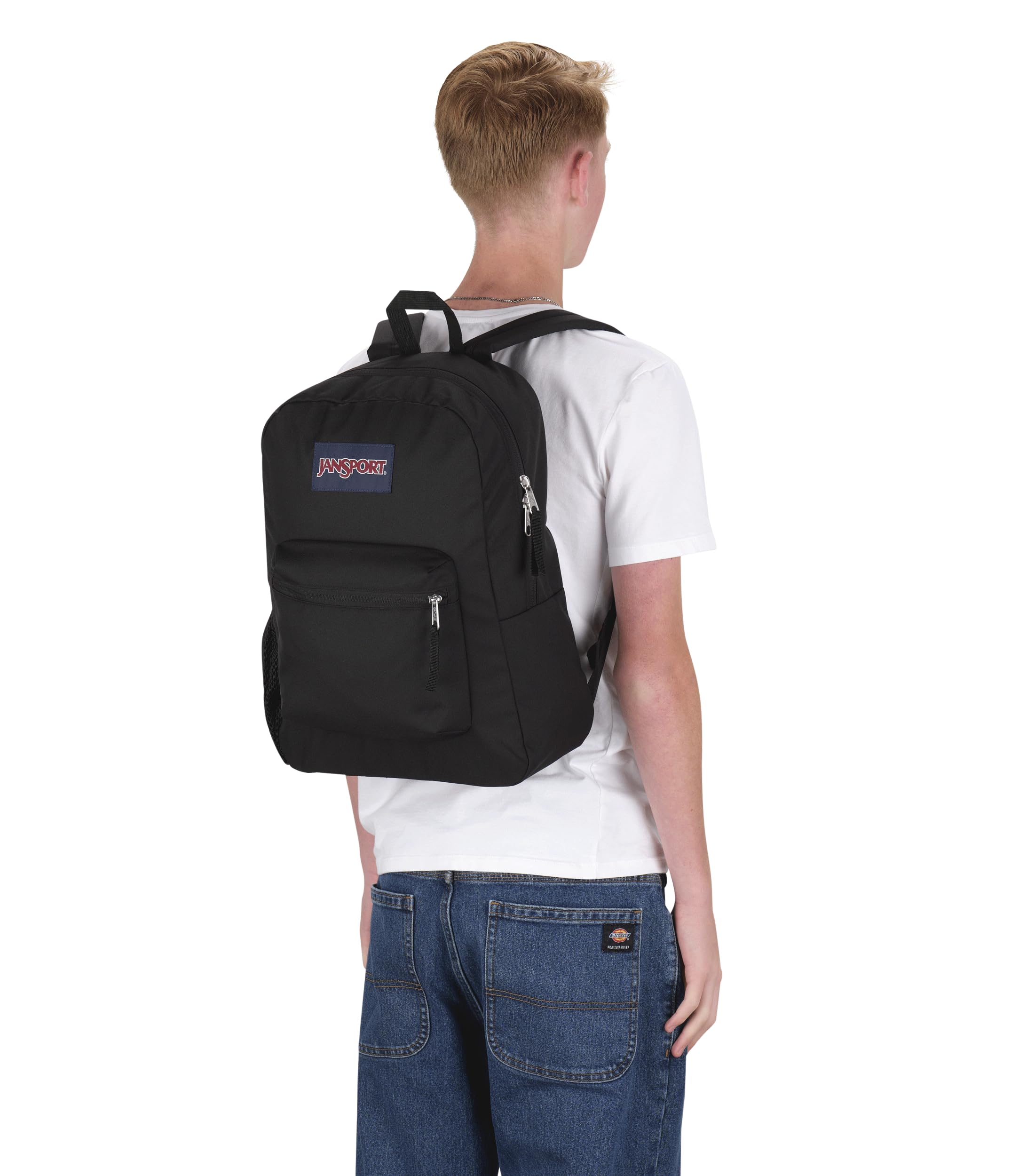 JanSport Cross Town School Backpack, Black, 17" x 12.5" x 6" - Simple Bookbag for Girls, Boys, Adults with 1 Main Compartment, Front Utility Pocket - Premium School Accessories