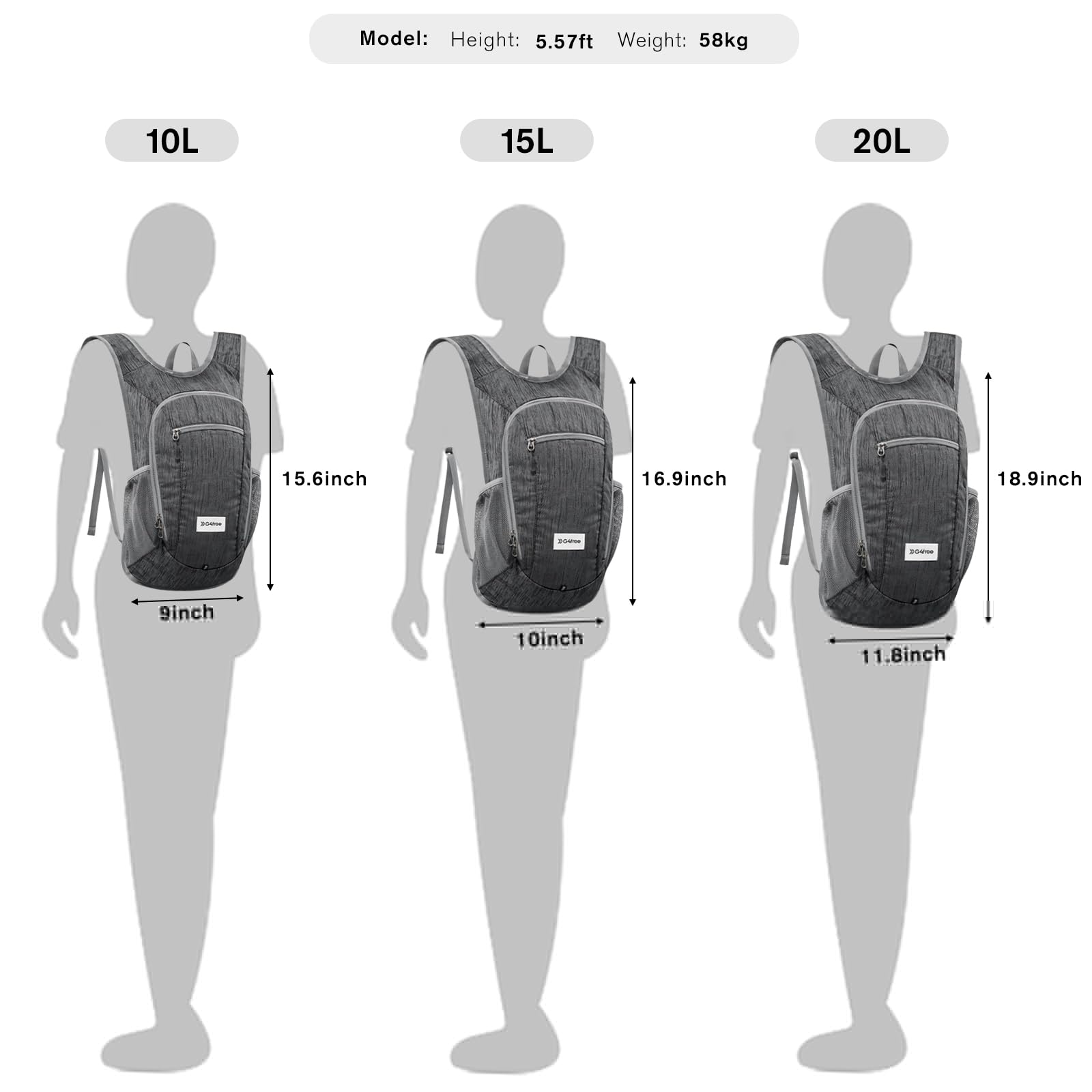 G4Free 10L Hiking Backpack Lightweight Packable Hiking Daypack Small Travel Outdoor Foldable Shoulder Bag(Black)