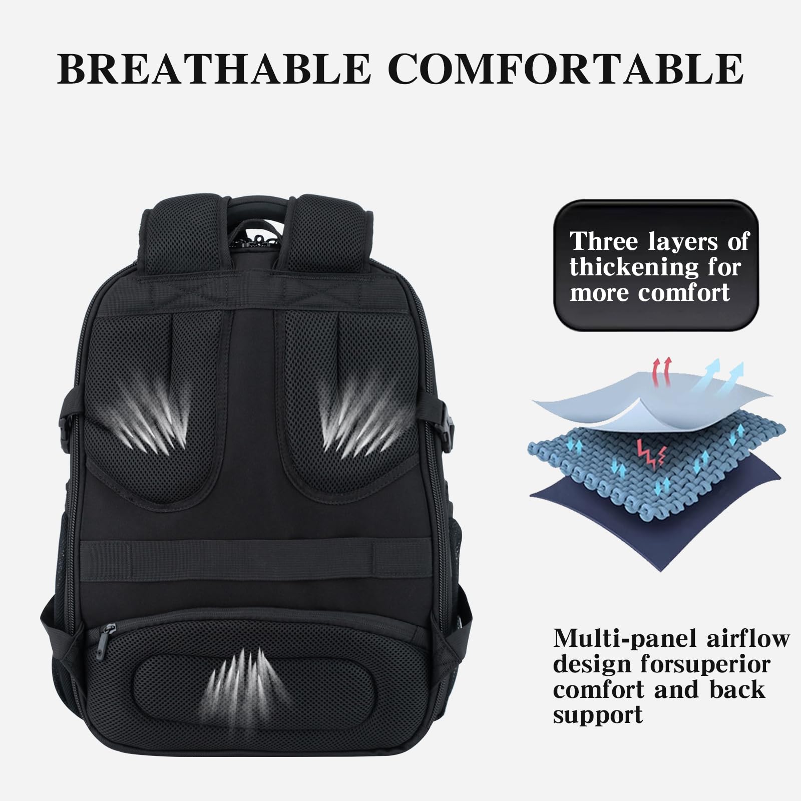 EMPSIGN Travel Laptop Backpack for Men & Women 17.3 Inch, Extra Large Backpack for Work, Water-Resistant School Computer Bag with USB Charging Port, TSA Friendly Anti Theft Business Backpack, Black