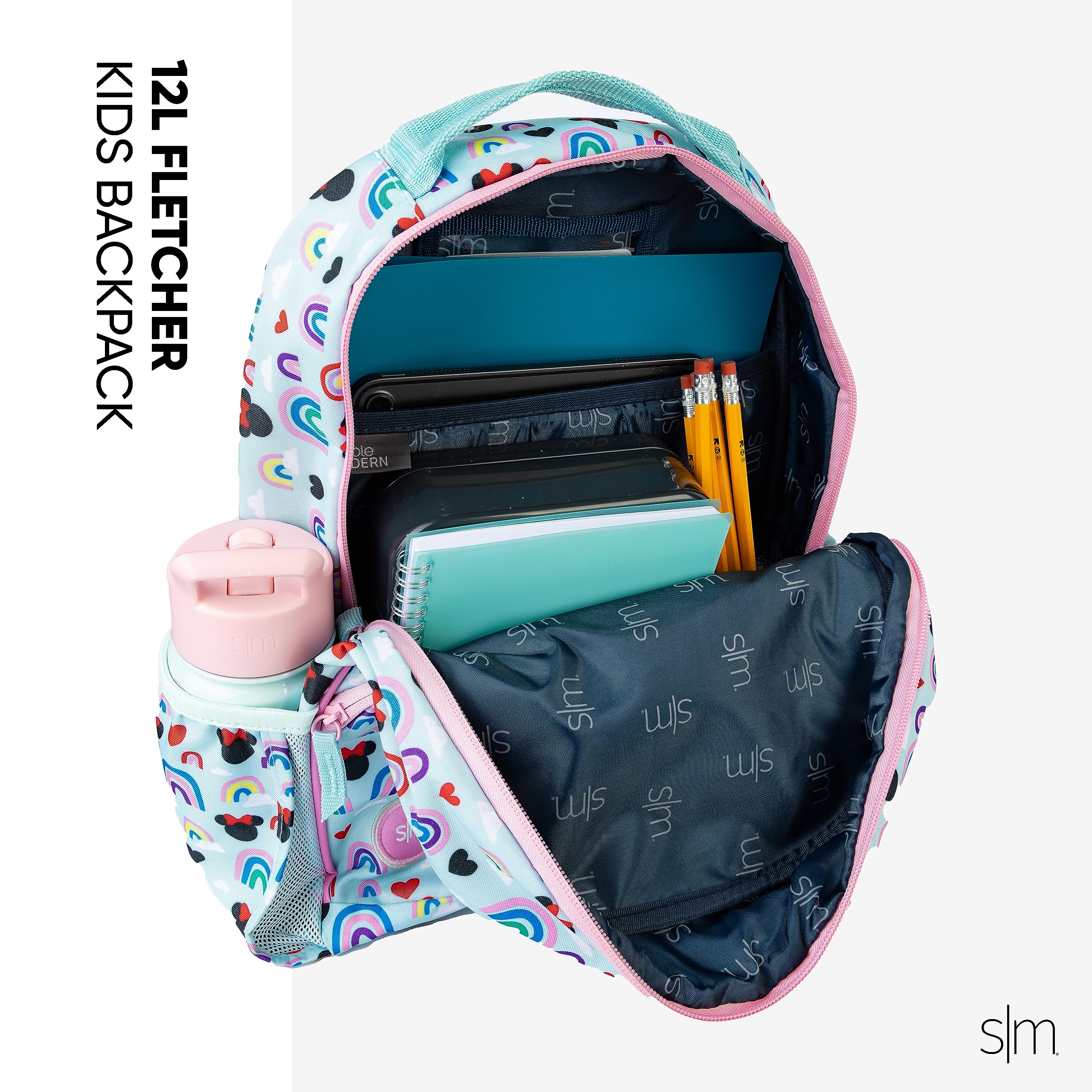 Simple Modern Disney Kids Backpack for School Boys Girls | Kindergarten Elementary Toddler Backpack | Fletcher Collection | Kids - Medium (15" tall) | Princess Rainbows