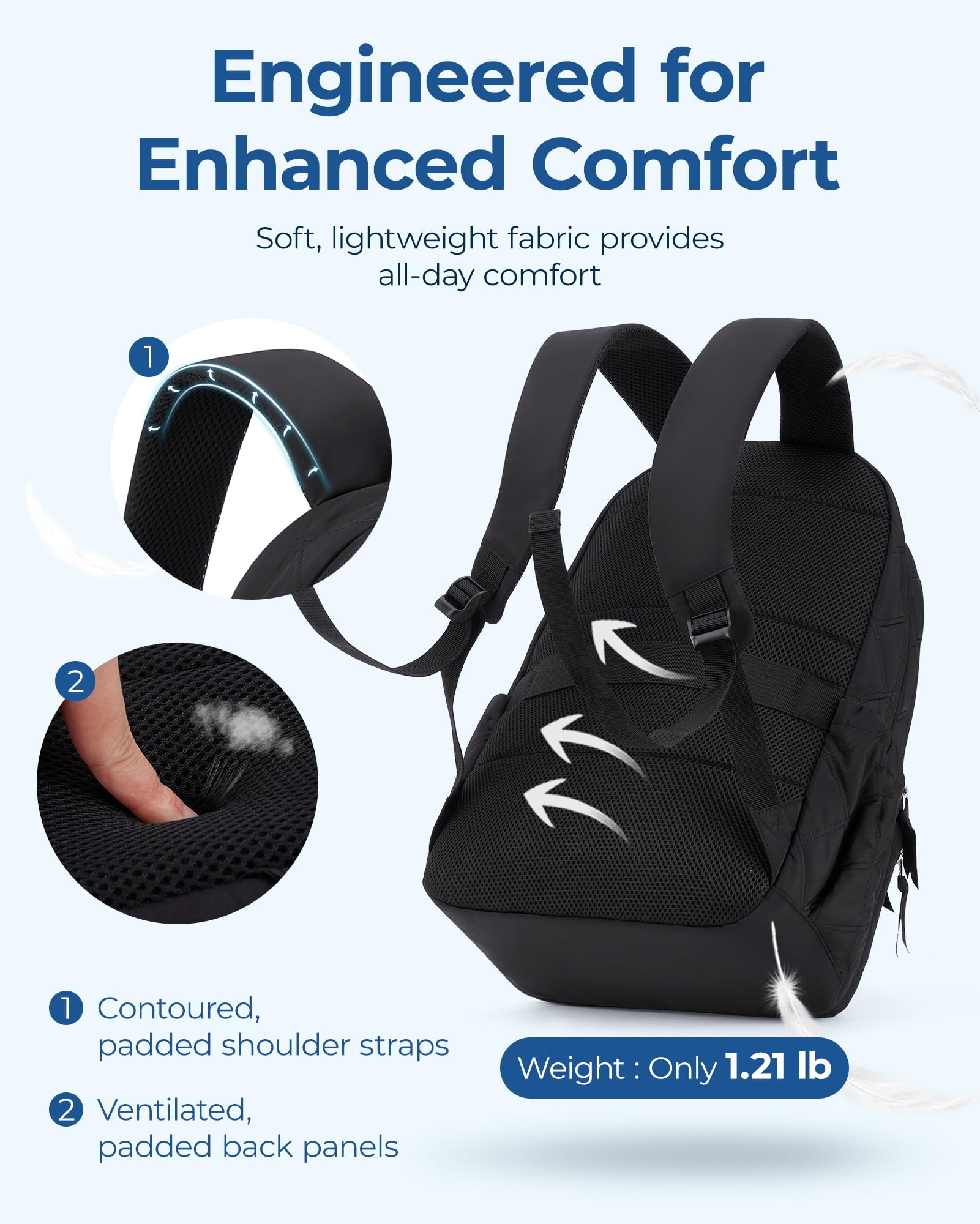 BAGSMART Laptop Backpack for Women, Travel Backpack Fits 17.3 Inch Computer Bookbags 40L Back Pack with Charging Port Hole for School College Work Business, Black