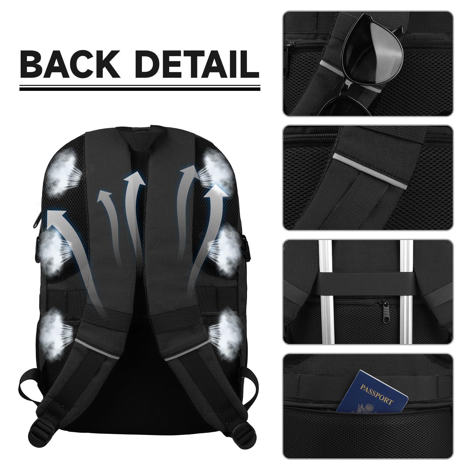 Lapsouno Backpack, Travel Backpack, Laptop Backpack, Durable Extra Large 17.3 Inch Water Resistant TSA Computer Backpack with USB, Anti Theft College School Bag Christmas Gifts for Men Women, Black