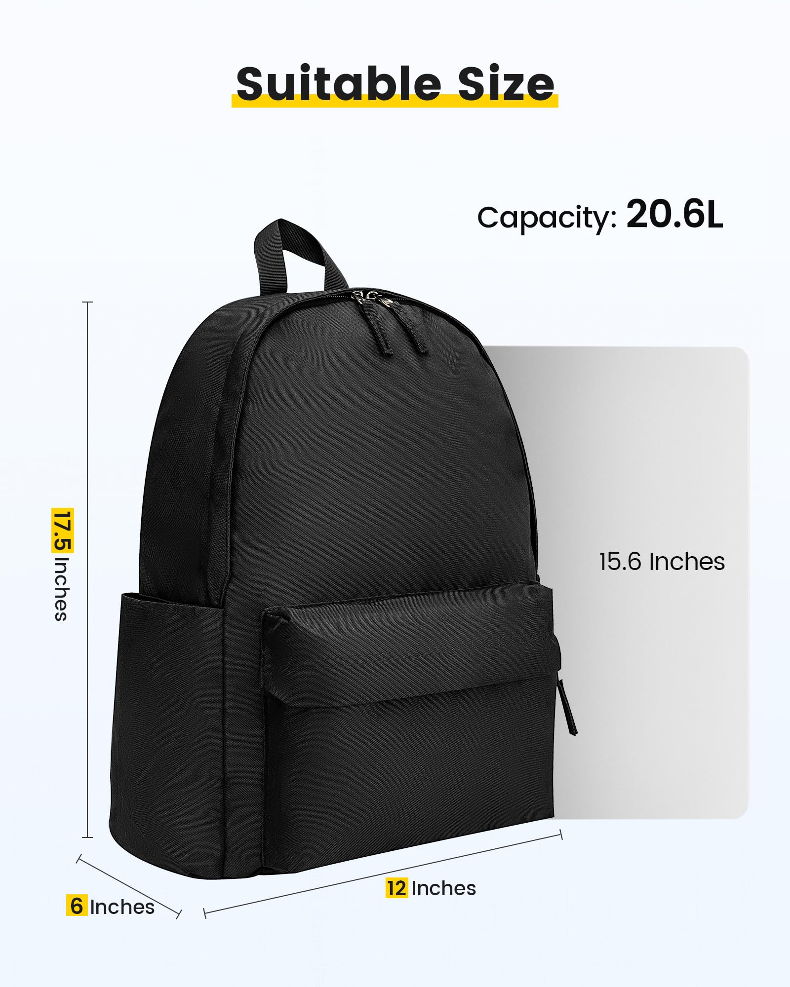 Vorspack Black Backpack College Backpack for Travel Work for Men and Women