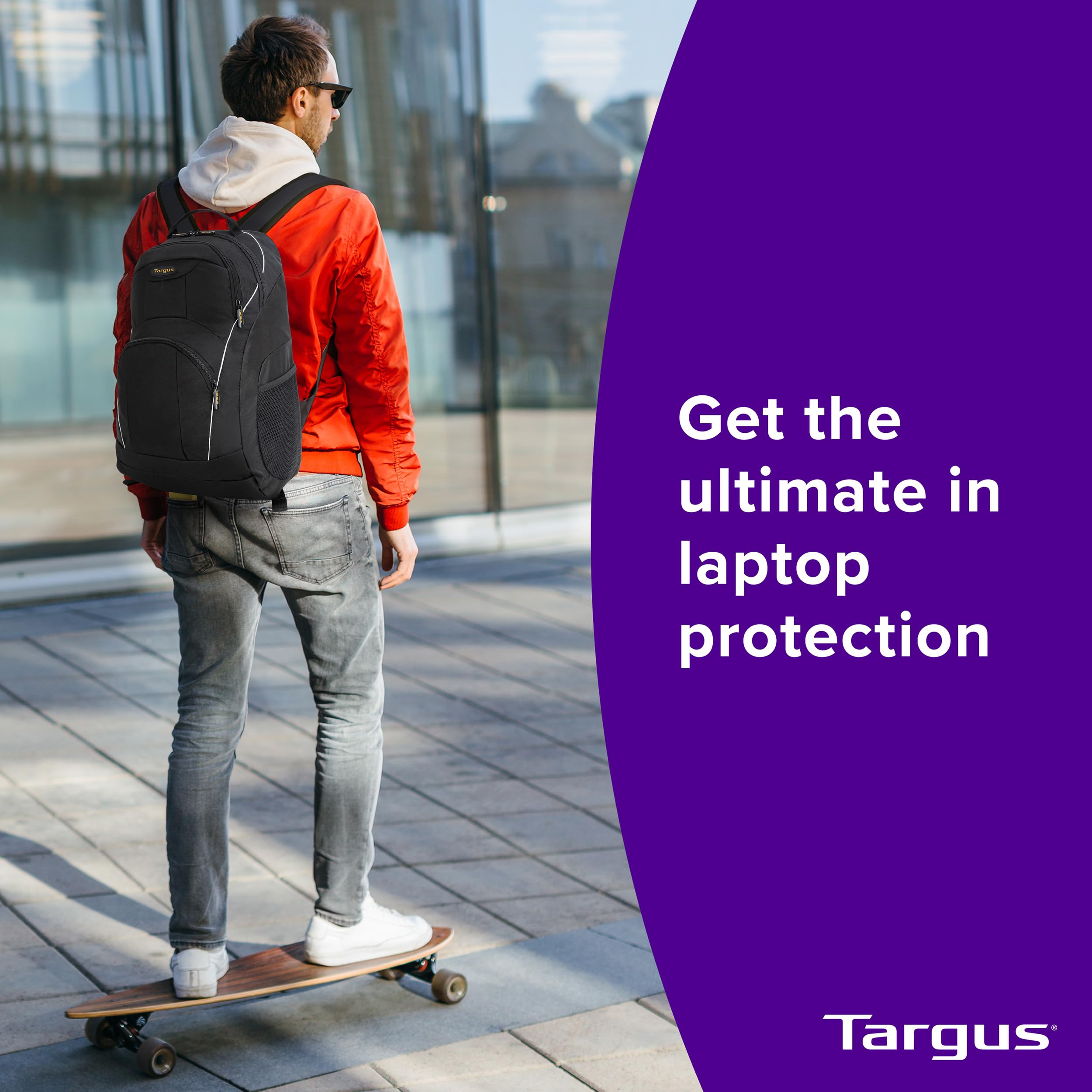 Targus Motor Backpack Ultimate Laptop Protection for Business Professional & College Student Travel with Durable Water-Resistant Material, Back Padding Support, Fits 16-Inch Laptop, Black (TSB194US)