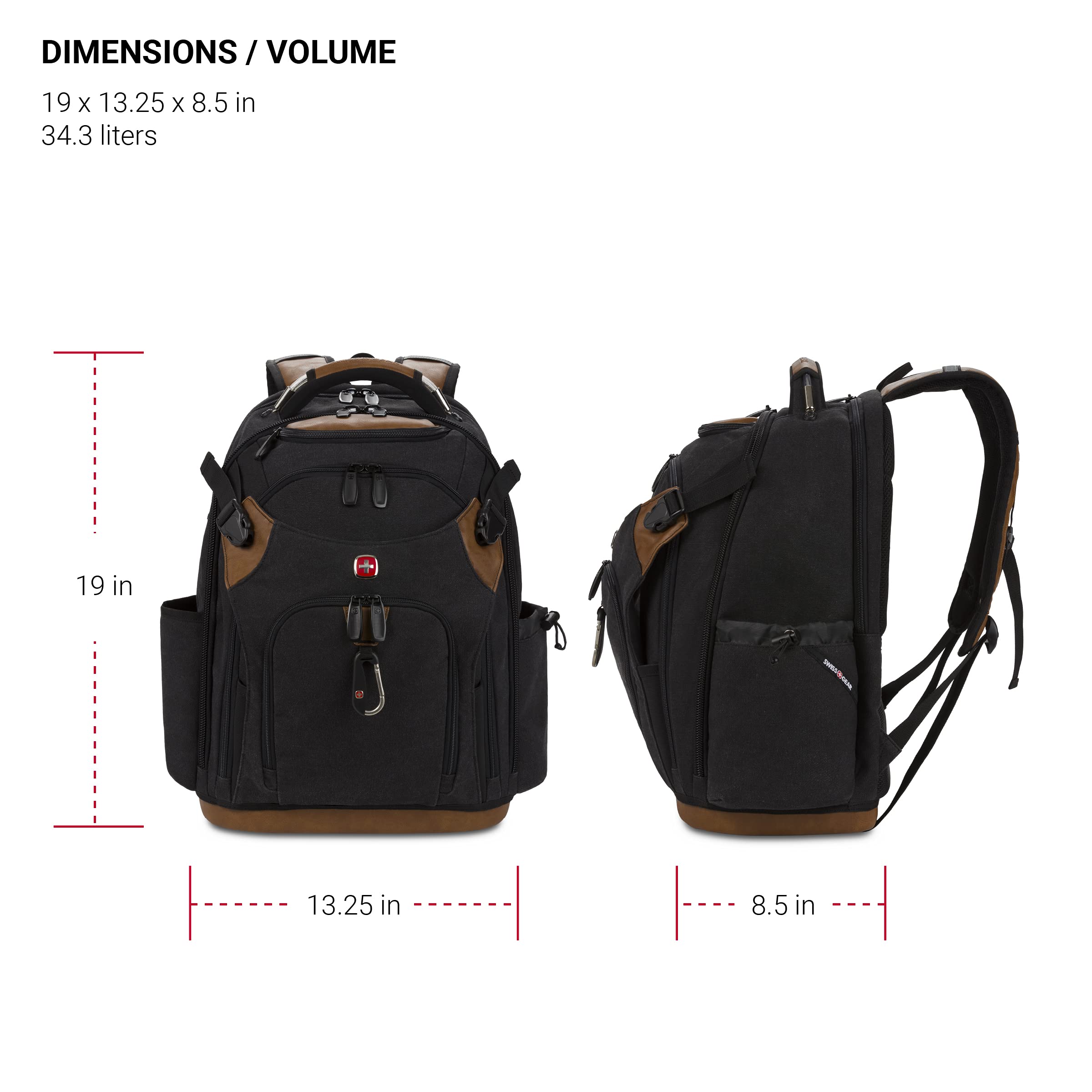 SwissGear Canvas Work Pack Pro Laptop Backpack for Tool Storage, Fits 15-Inch Notebook