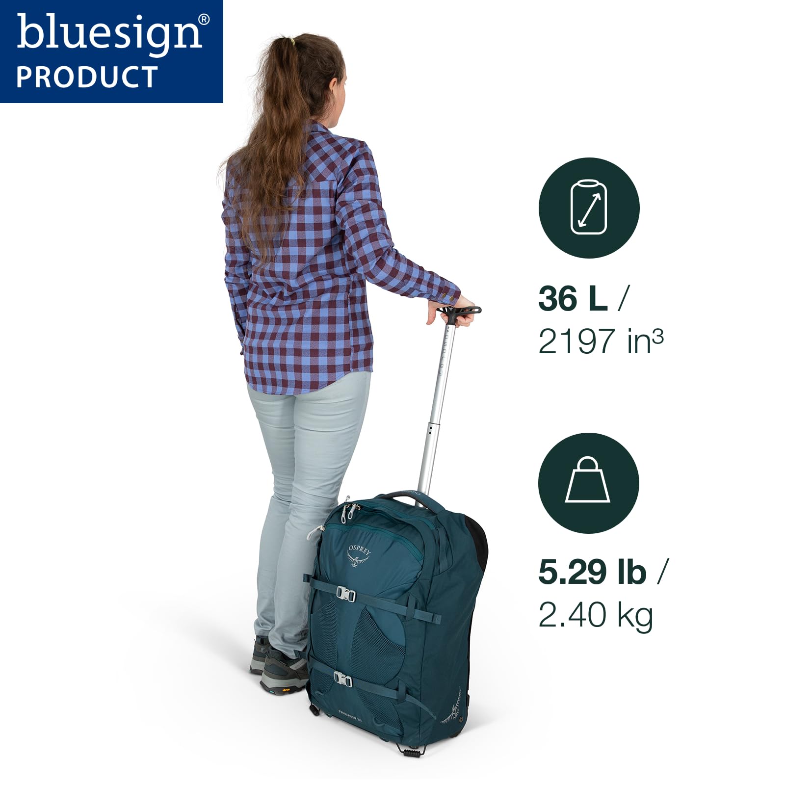 Osprey Fairview 36 Women's Wheeled Travel Backpack, Night Jungle Blue (10003702)