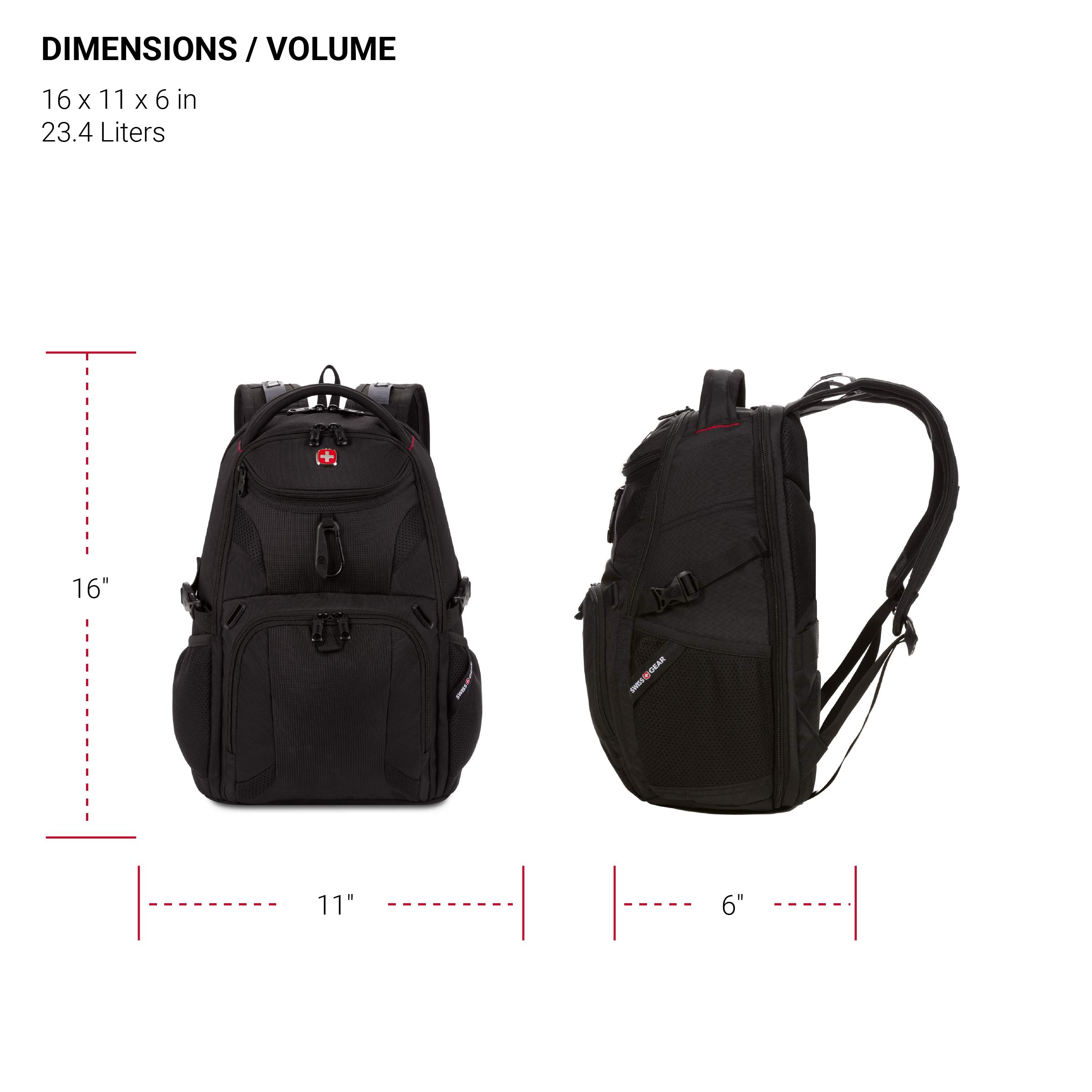 SwissGear Mini 1900 Scansmart Slim Version Laptop Backpack, Black, 16-Inch