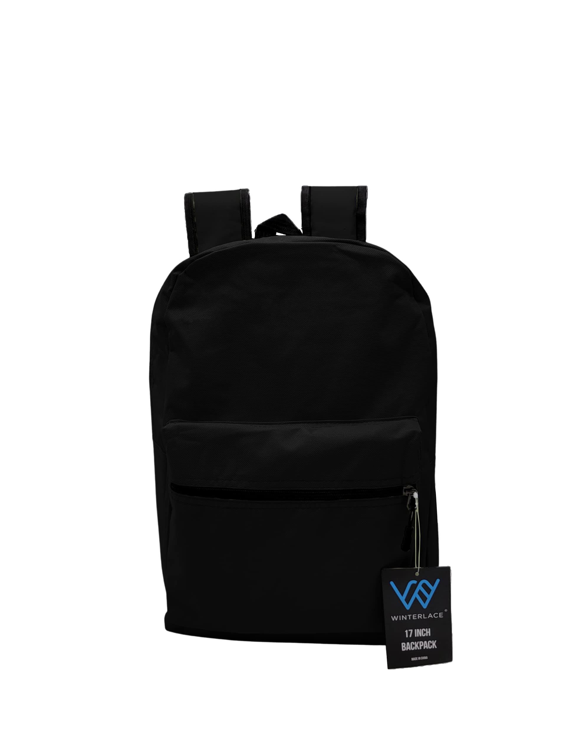 24 Pack Backpack , Bulk 17 inch Lightweight Student Outdoor Travel School Book Bag (Black)