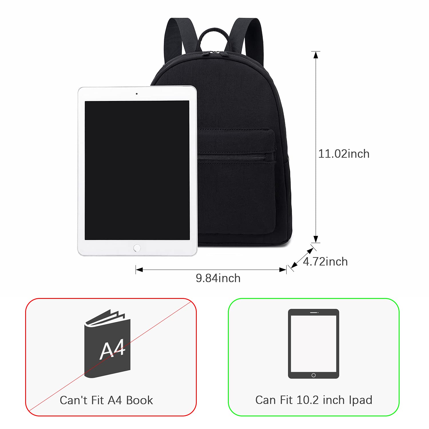 Ecodudo Mini Backpack Purse for Women Teen Girls Small Fashion Bag (Black)
