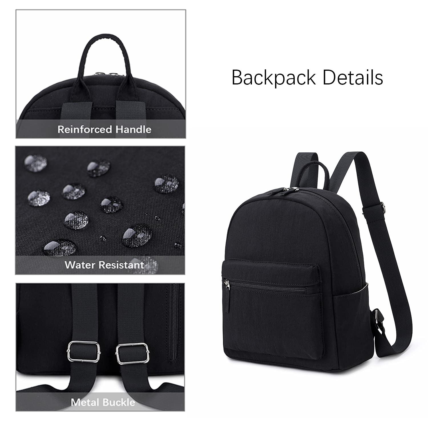 Ecodudo Mini Backpack Purse for Women Teen Girls Small Fashion Bag (Black)