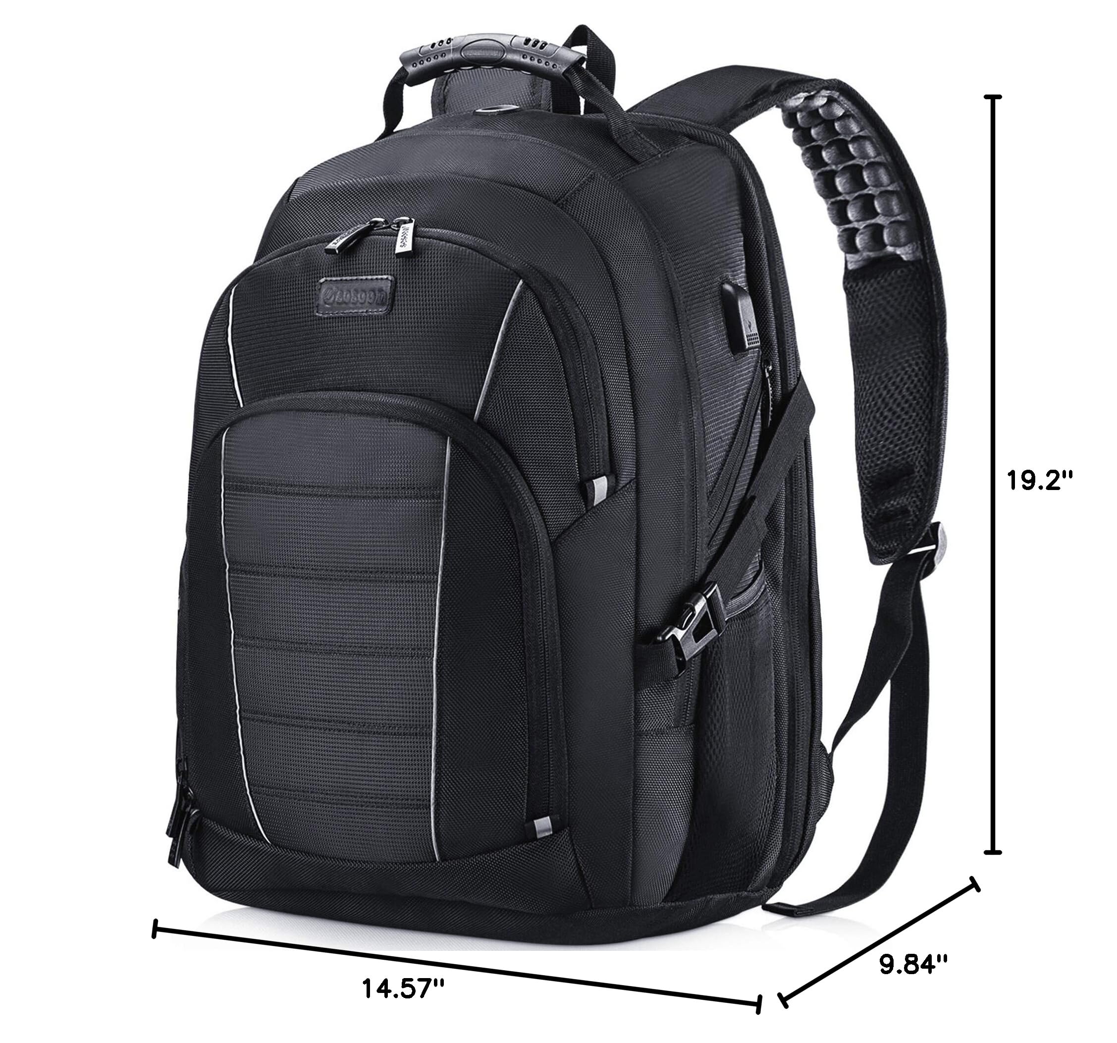 Laptop Backpack, Extra Large 17 Inch Business Travel Backpack with USB Charging Port Earphone Hole, Durable Water Resistant Work Computer Backpack College/High School Bags for Men/Women/Boys